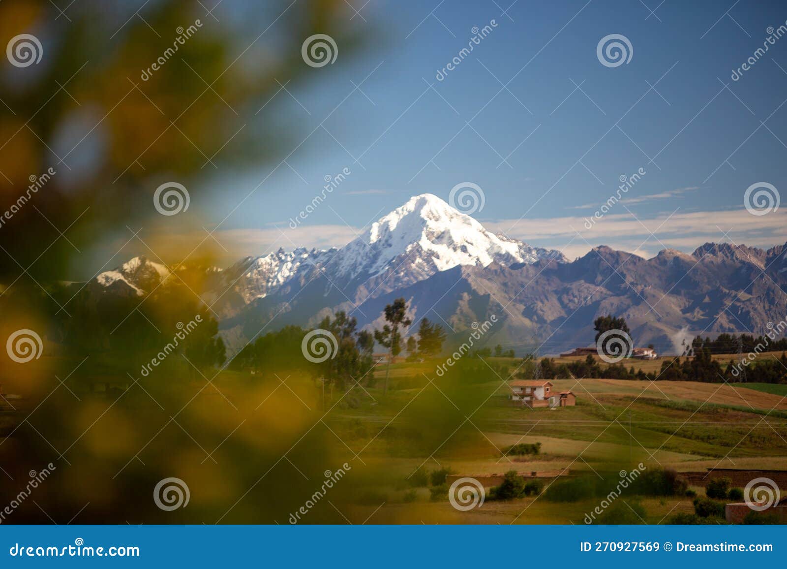 View of Nevado Veronica Mountain Stock Image - Image of peru, trees ...
