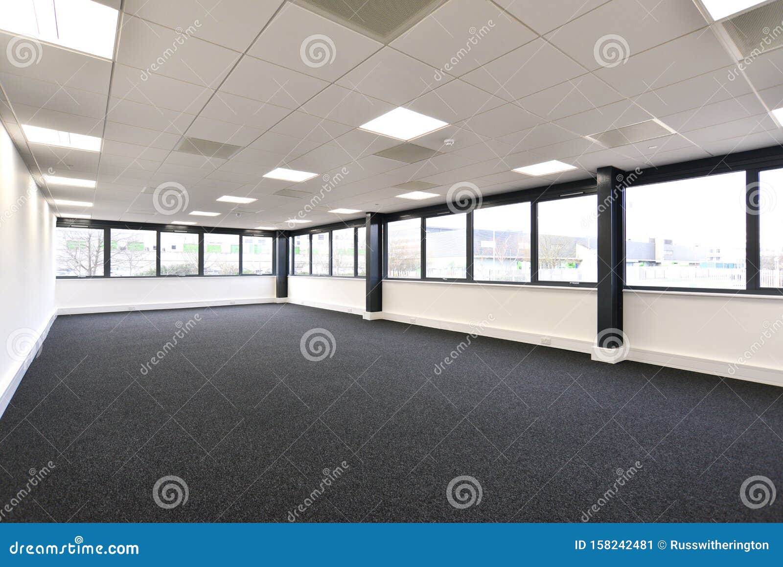 Empty office space stock image. Image of isolated, construction - 158242481