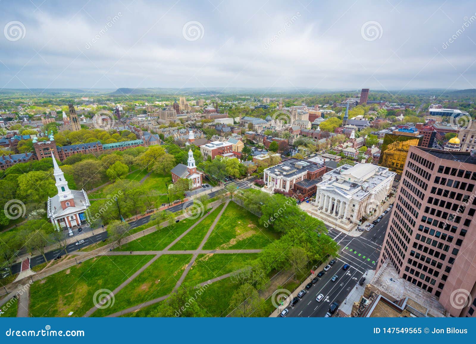 View of the New Haven Green and Downtown, in New Haven, Connecticut ...