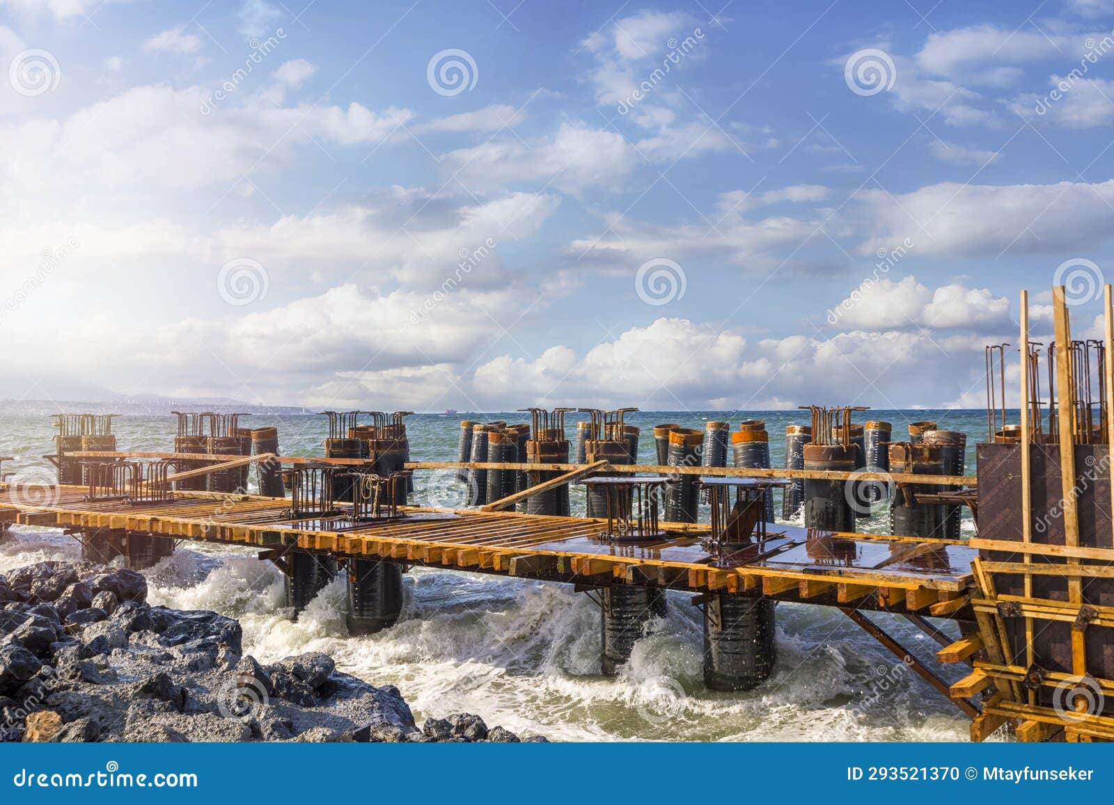 New Pier Piles of the Harbor. a Pile or Piling is a Vertical Structural ...
