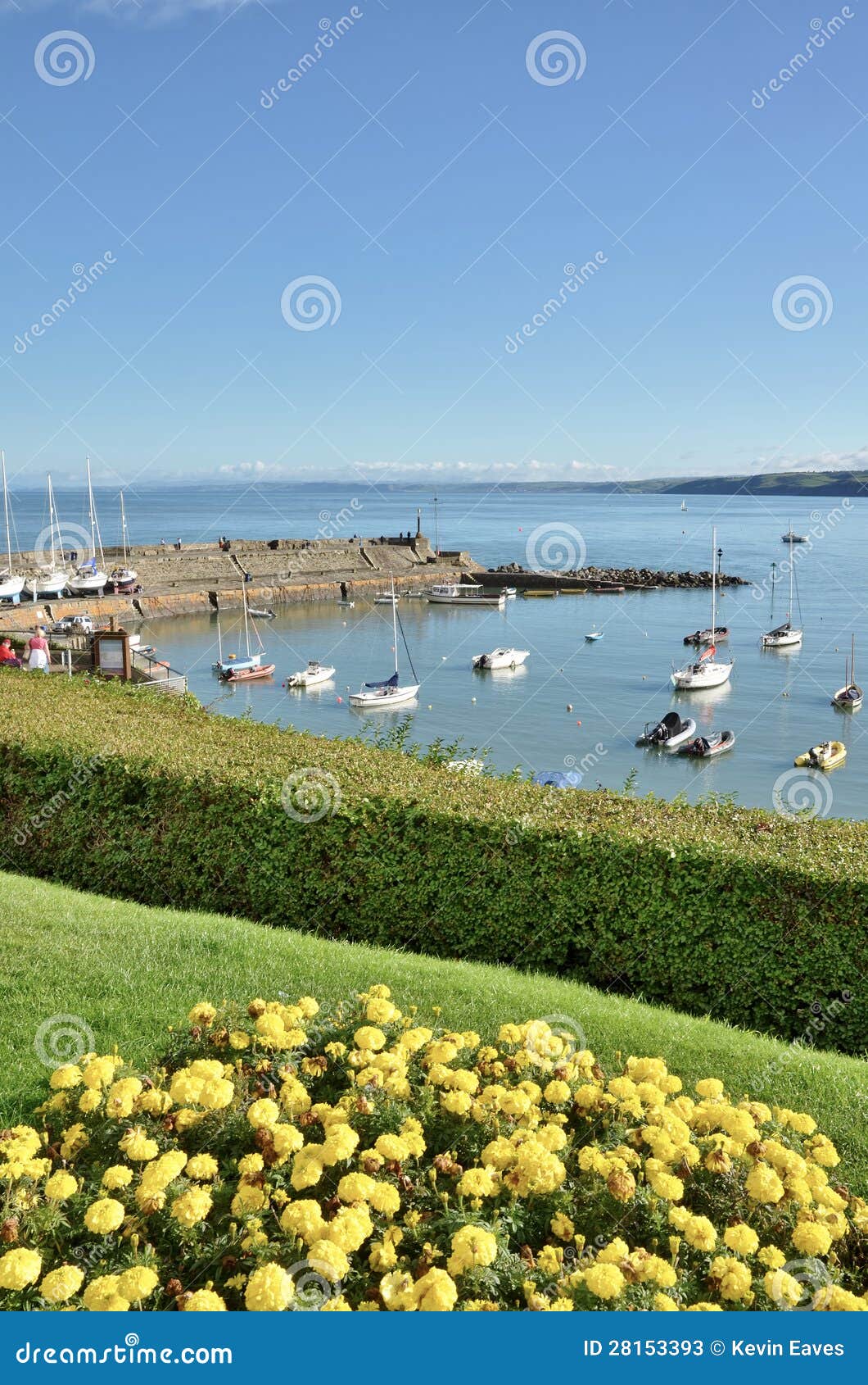 View of New Quay Harbour, Cardigan Bay. Stock Image - Image of shelter ...