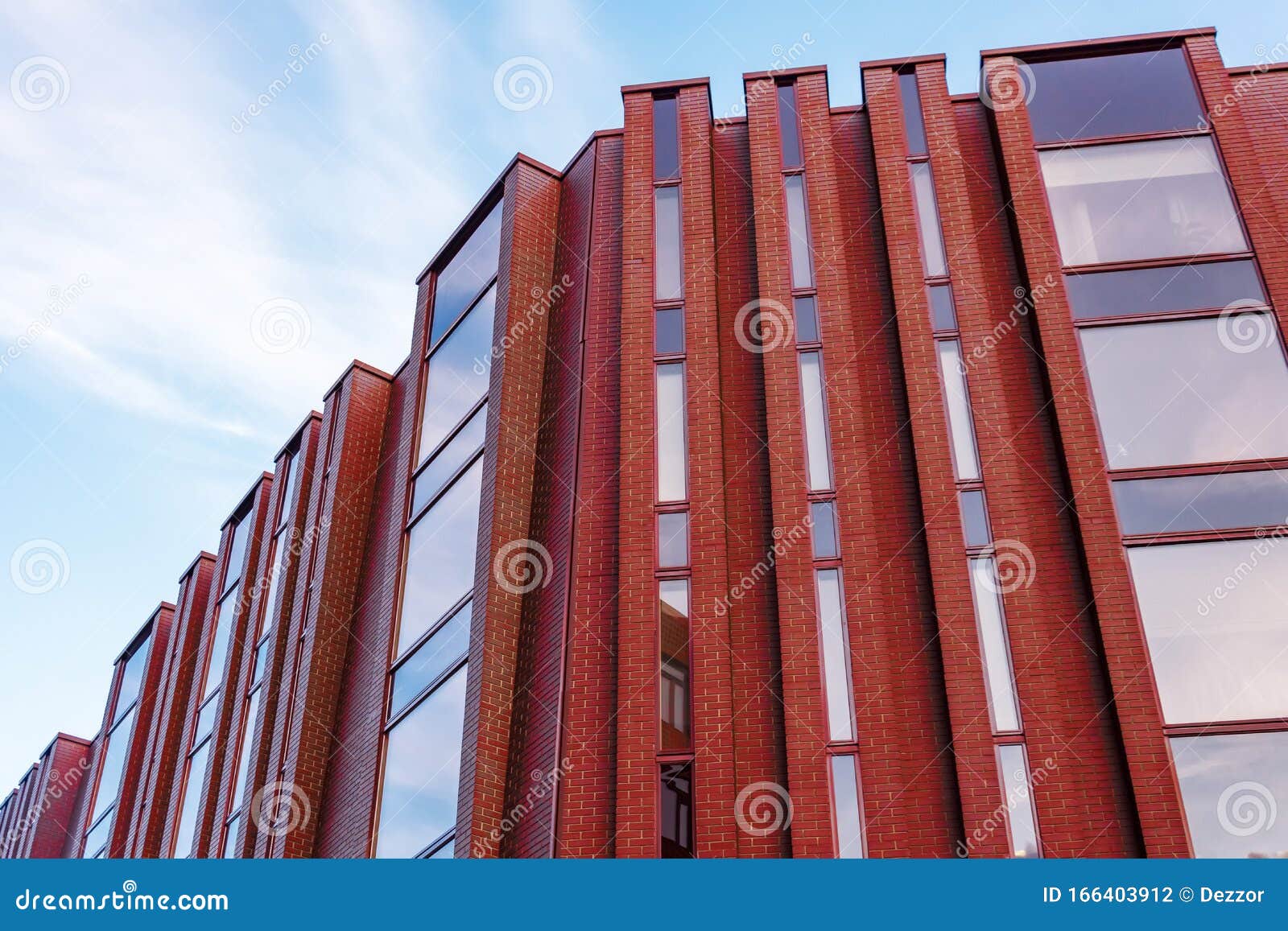 View of a New Residential Rectangular Modern Red Brick House with ...