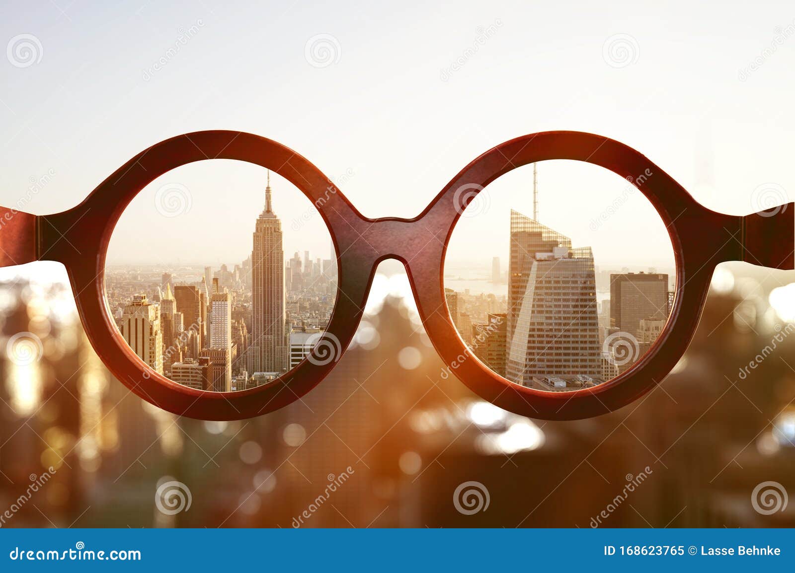 View On New York City Through Glasses Stock Image Image Of Glass Blurry 168623765
