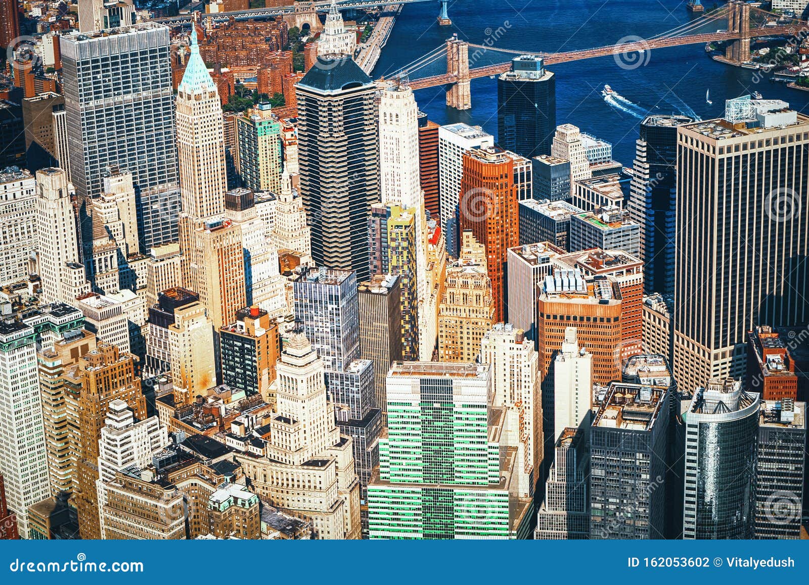 View of New York and Manhattan from a Bird`s Eye View Stock Photo ...