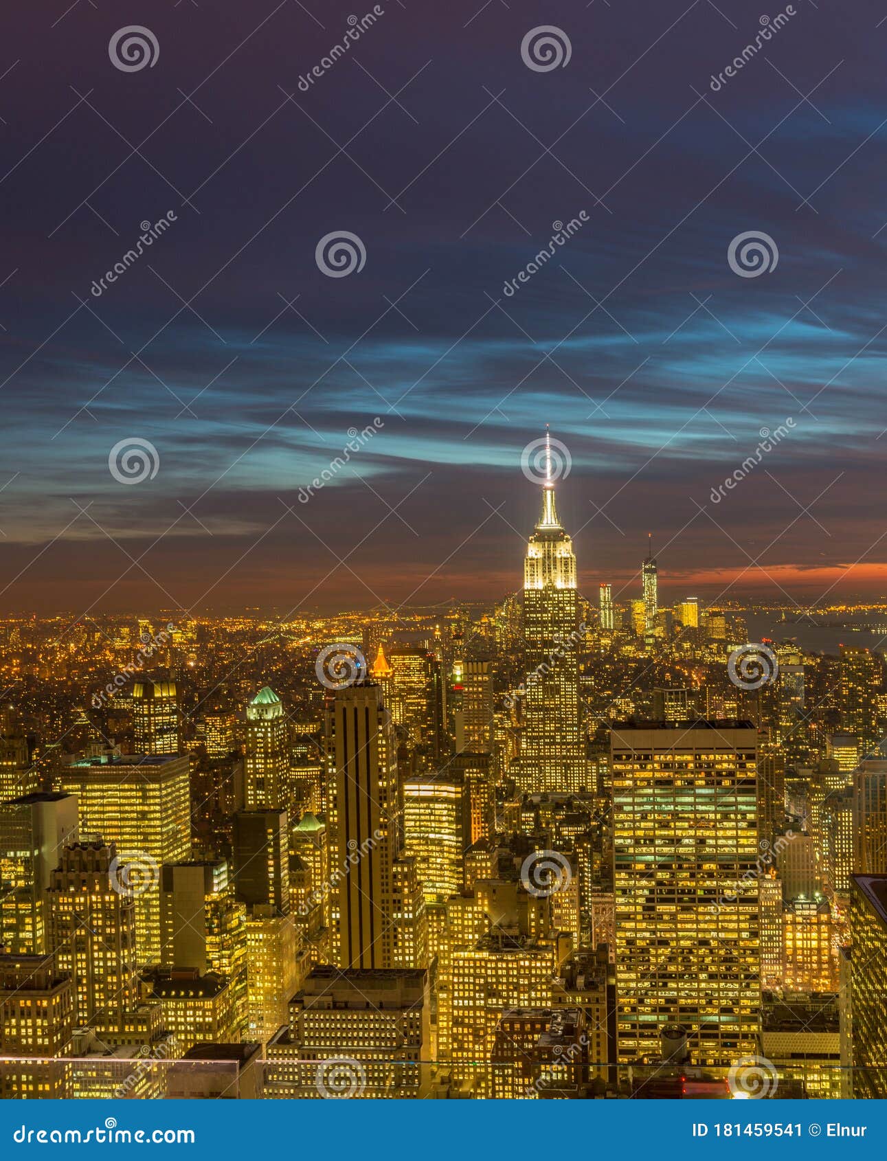 View of New York Manhattan during Sunset Hours Stock Image - Image of ...