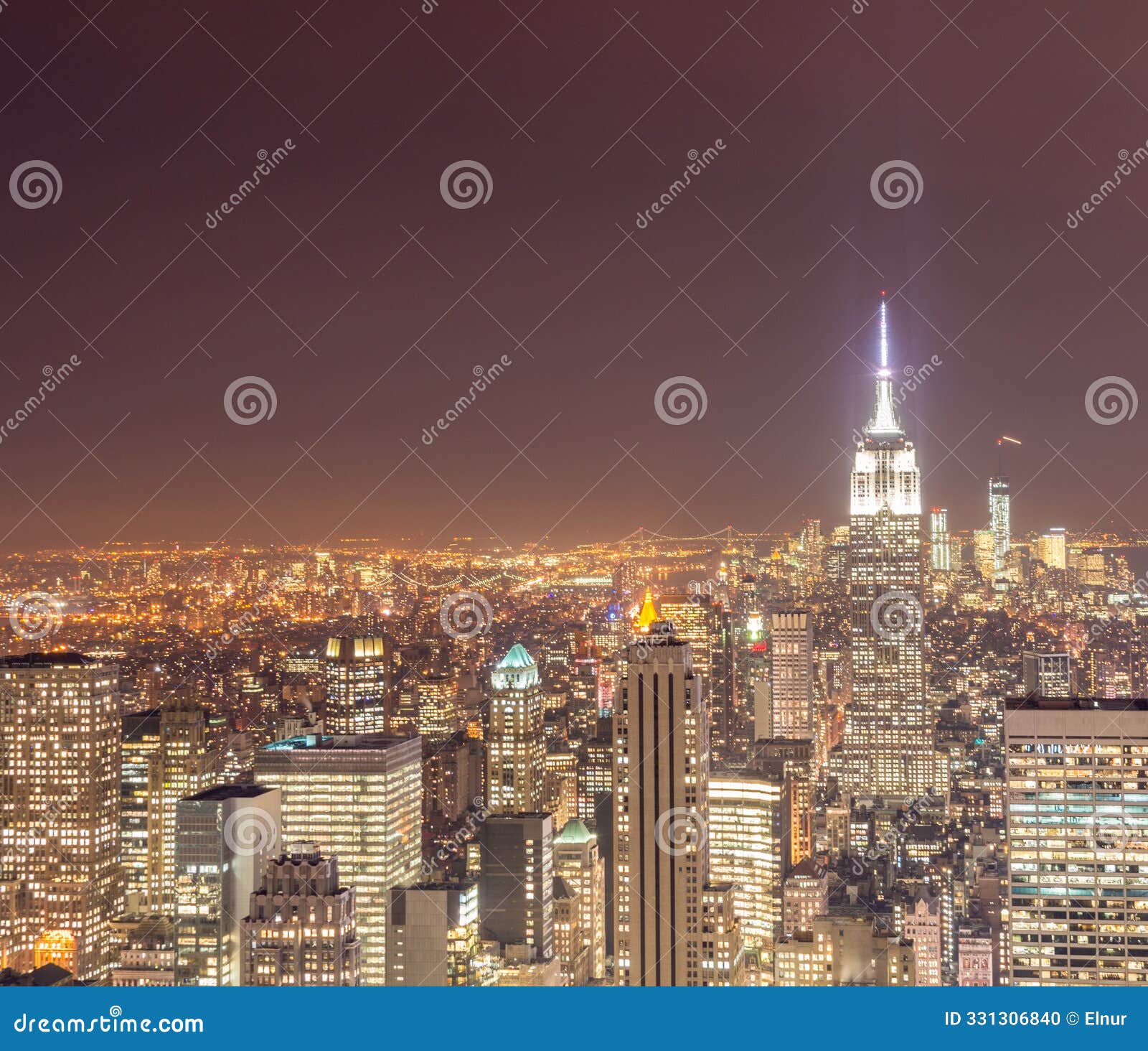 View of New York Manhattan during Sunset Hours Stock Photo - Image of ...