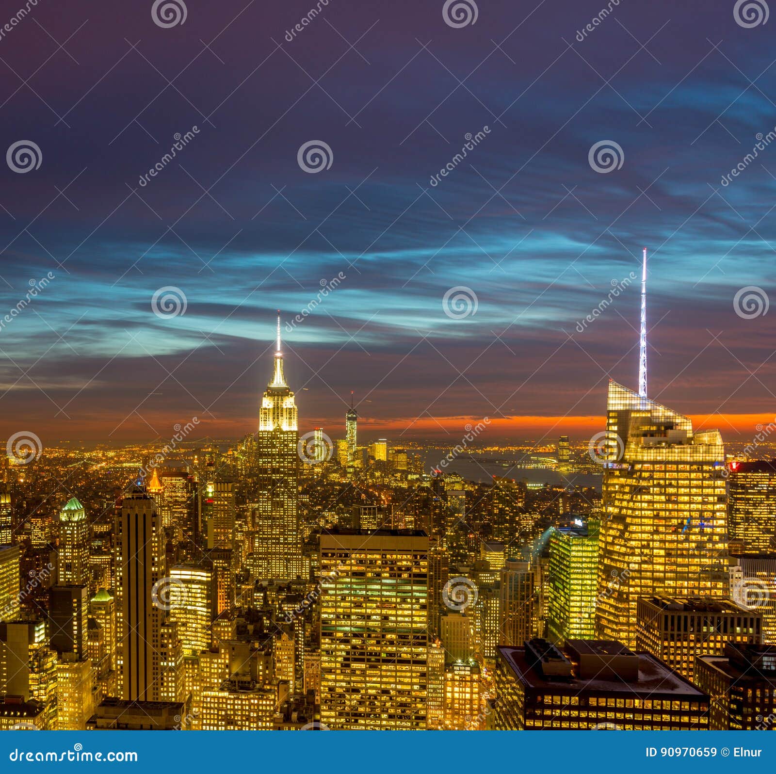 The View of New York Manhattan during Sunset Hours Stock Image - Image ...