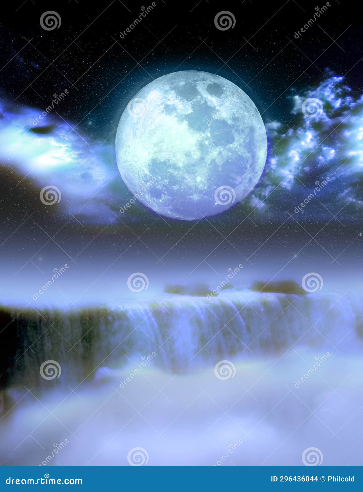 Niagara Falls under Moon stock illustration. Illustration of niagara ...