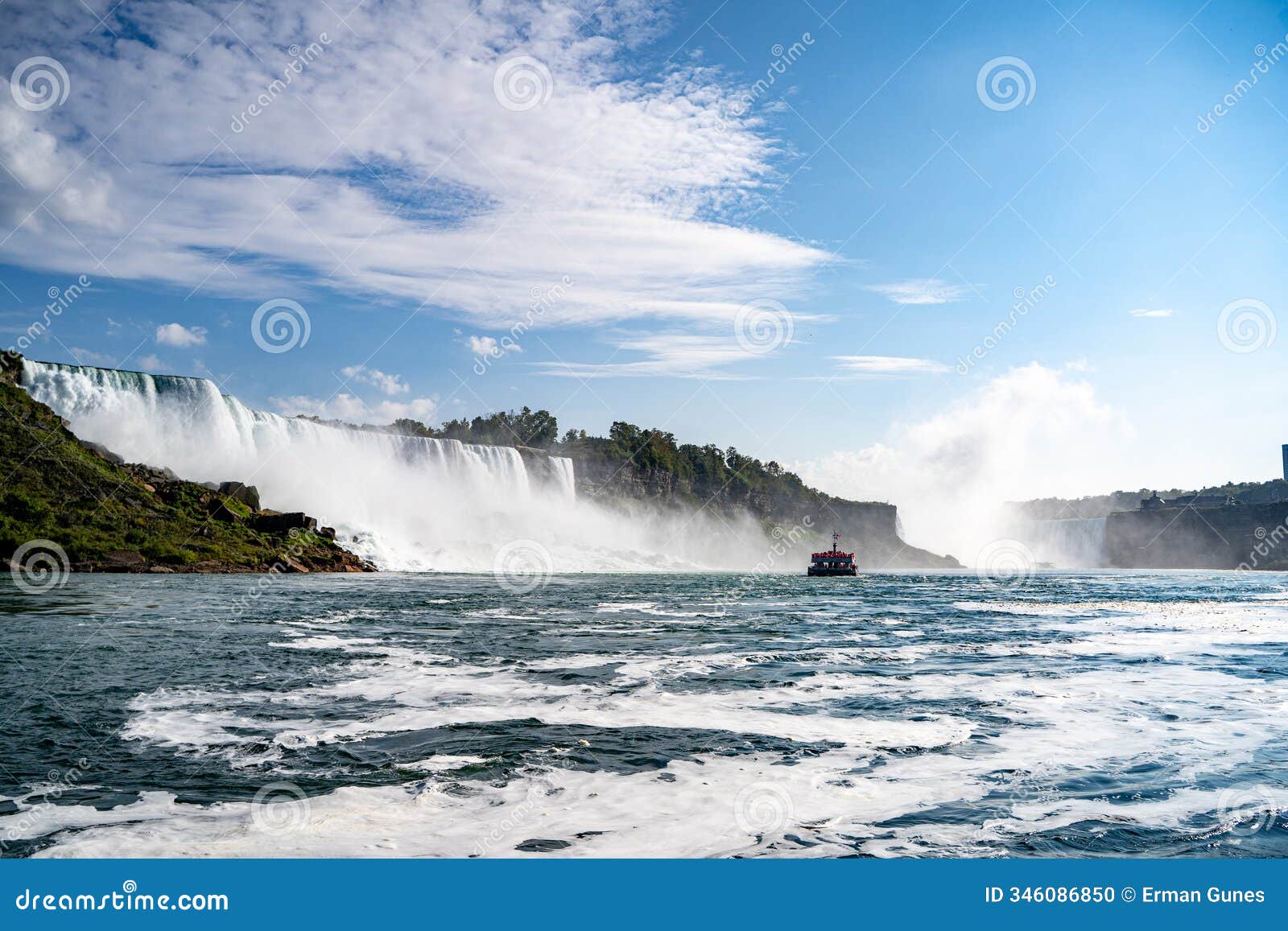 View of Niagara Falls from the Niagara River Stock Photo - Image of ...