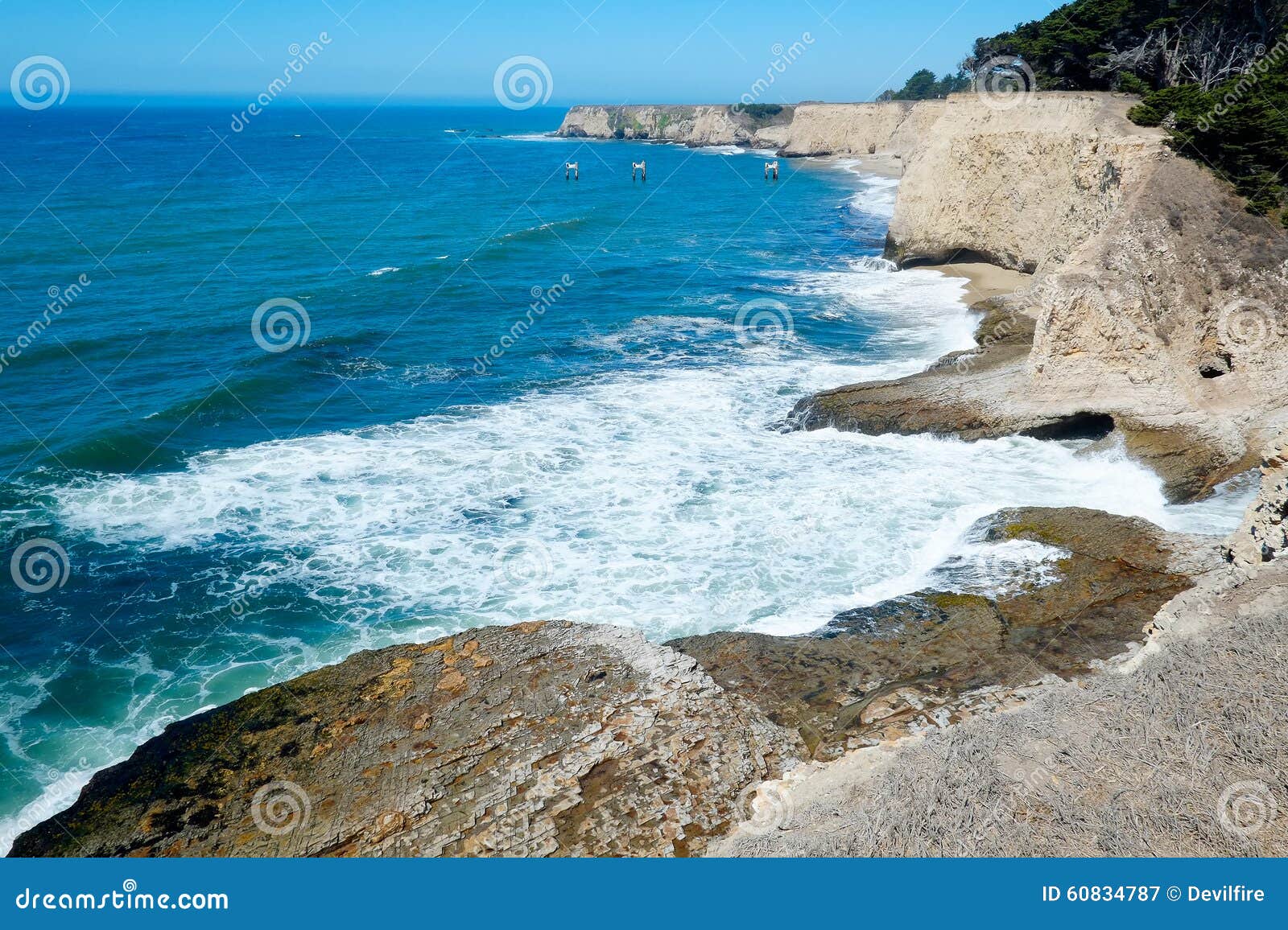 View of Nice Colorful Huge Cliff and Sea Stock Image - Image of ...