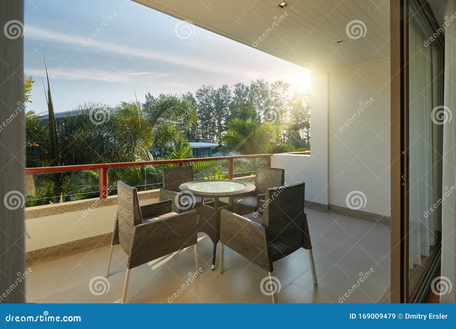 View of Nice Light Open Terrace. Stock Image - Image of furnishing ...