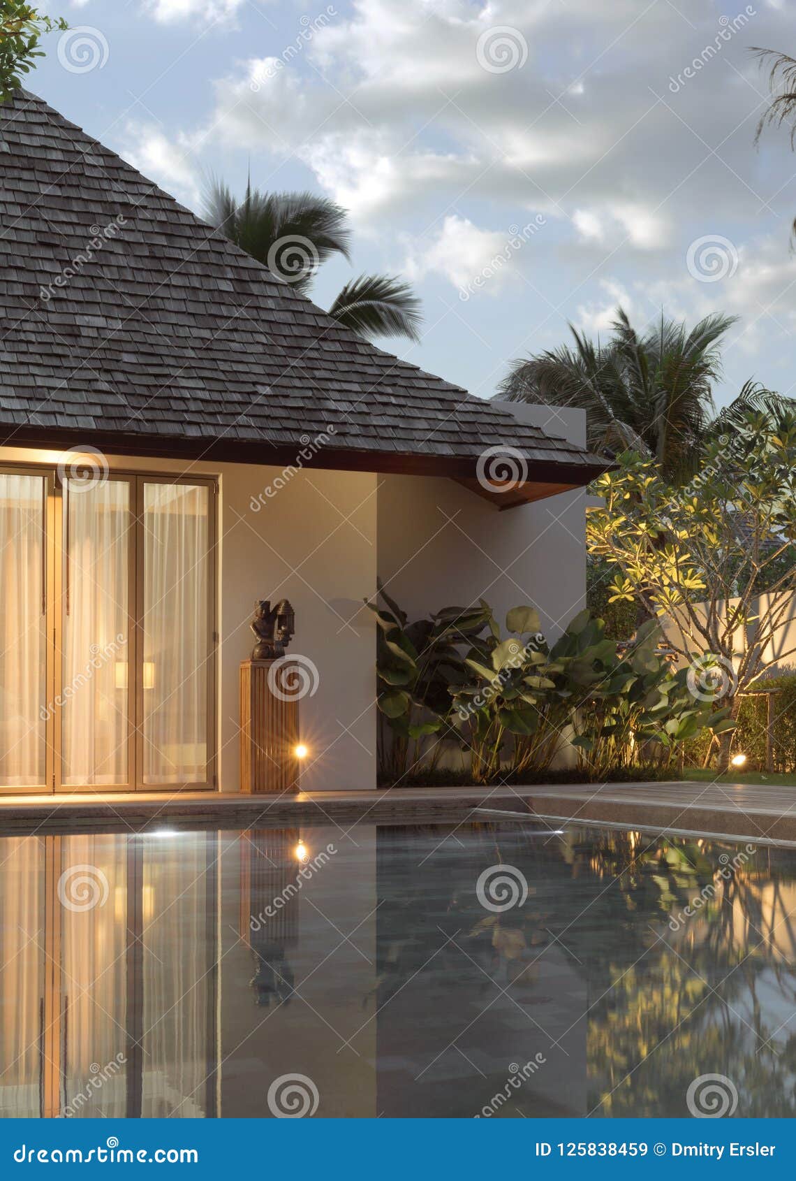 View of Nice Modern Villa with Swimming Pool Stock Image - Image of ...