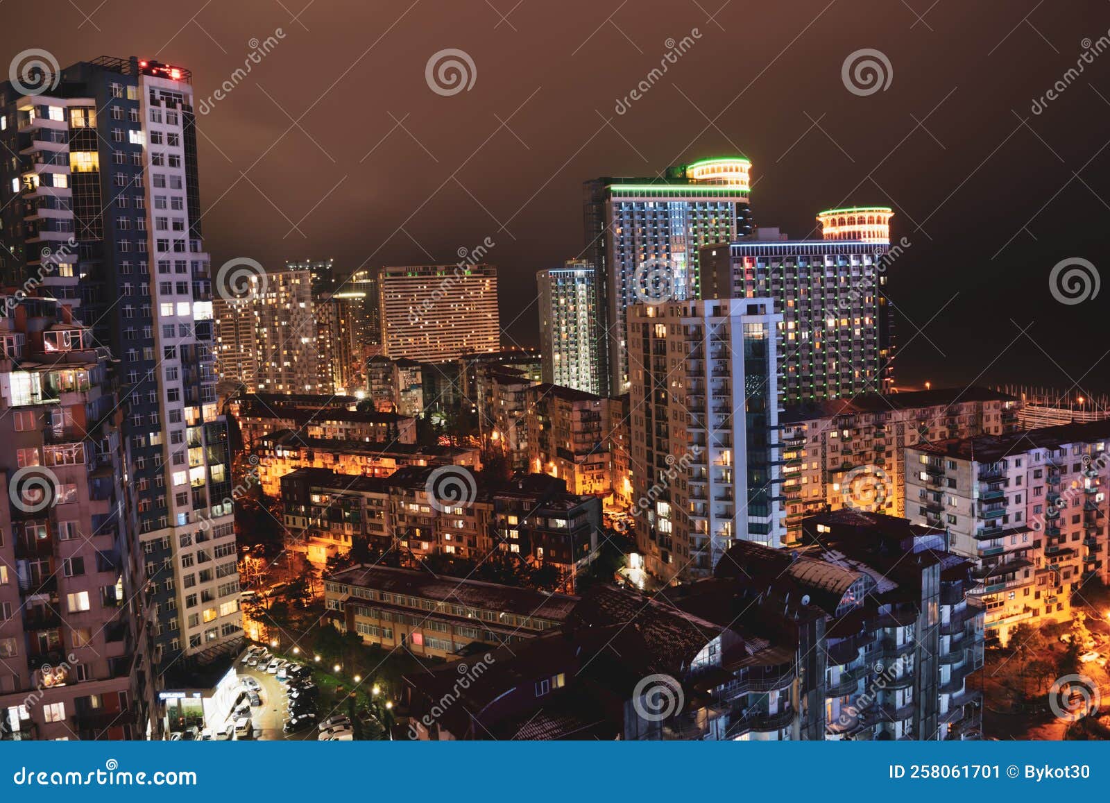 Night City Lights, Top View. Night Panorama. City Night Landscape Stock ...
