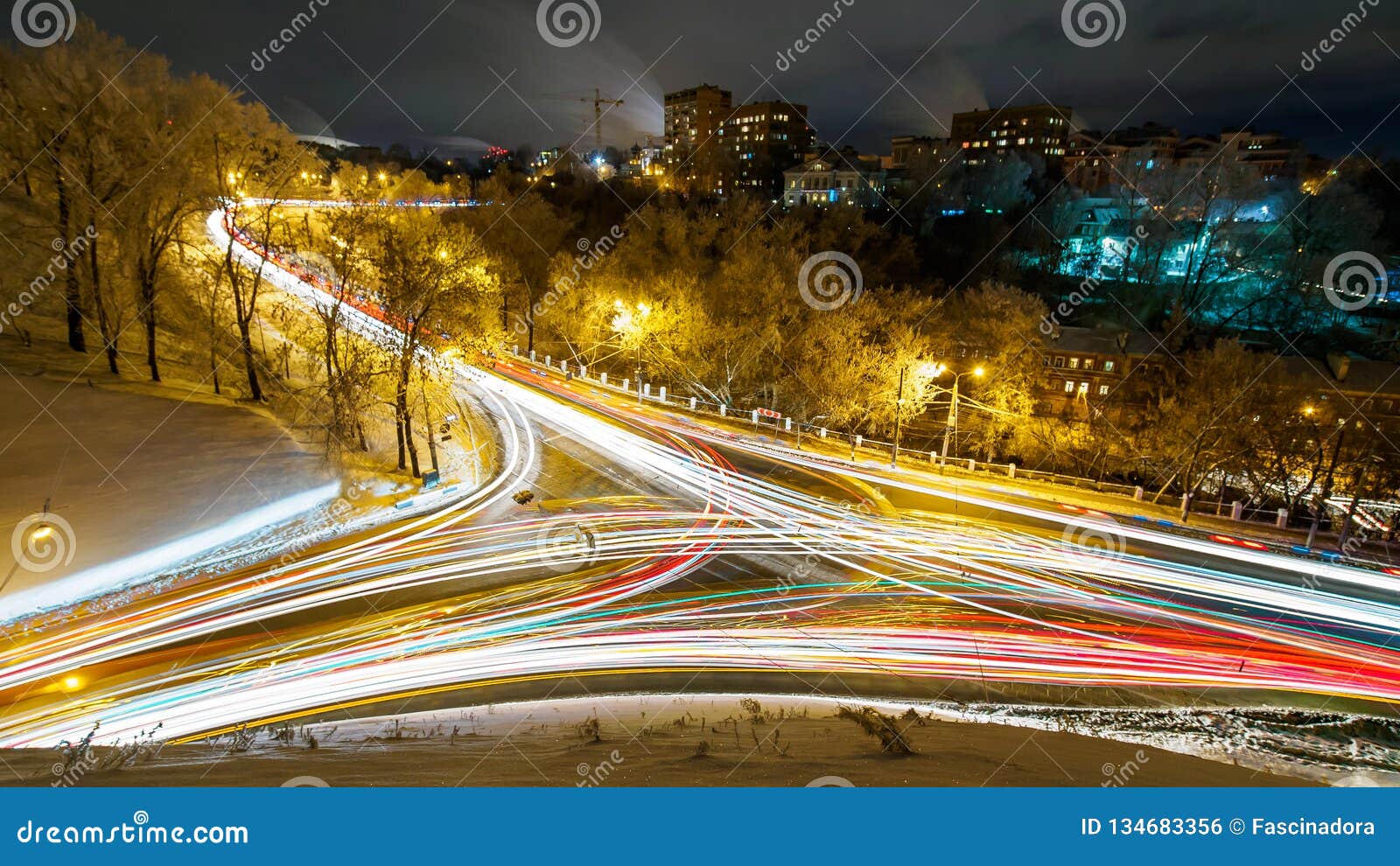 View on Night City Traffic with Long Exposure. Stock Photo - Image of ...