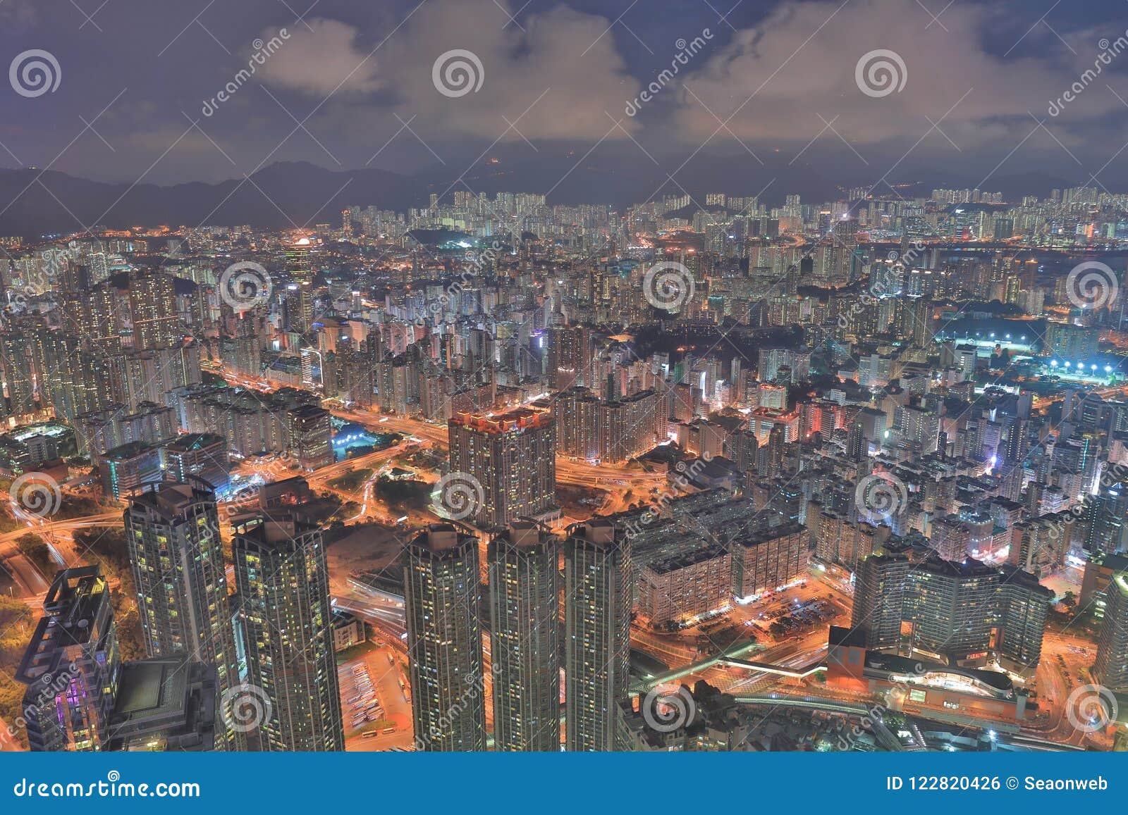 A View of Night Kowloon from Icc Stock Photo - Image of hong ...