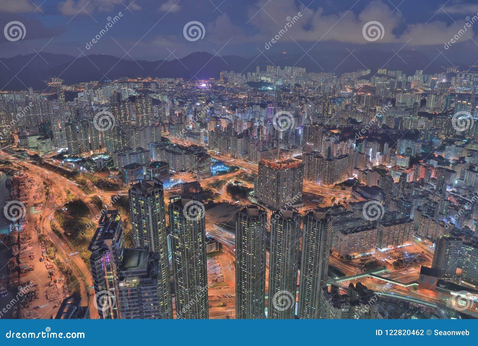 A View of Night Kowloon from Icc Stock Photo - Image of buildings ...