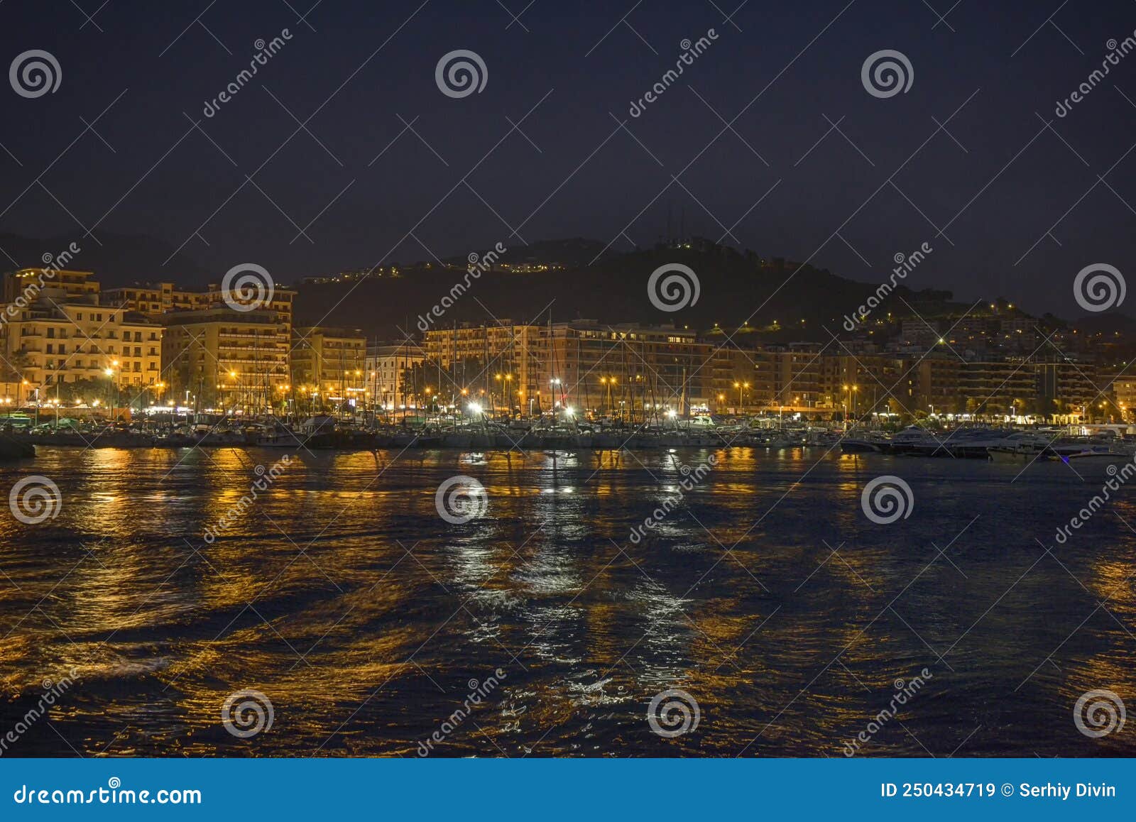 View of the night port stock image. Image of dark, avenue - 250434719