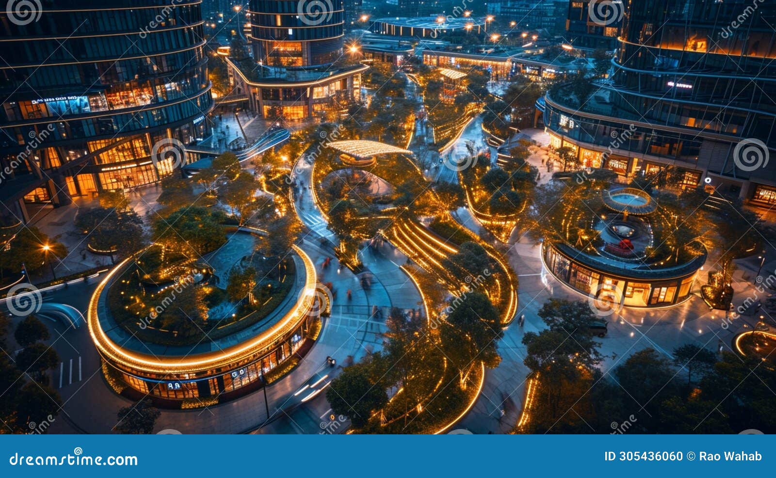 View at Night. View at Shopping Mall from Above Stock Illustration ...