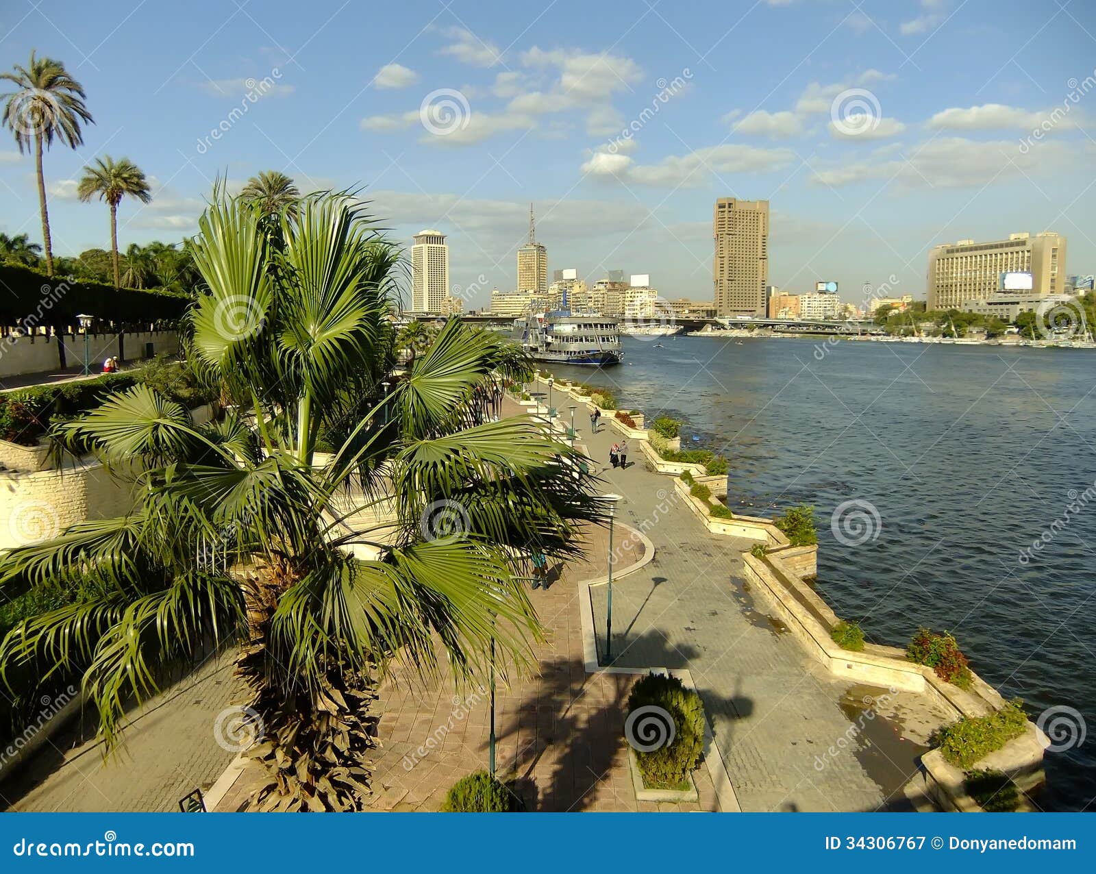 View of the Nile River and City Skyline, Cairo Stock Image - Image of ...