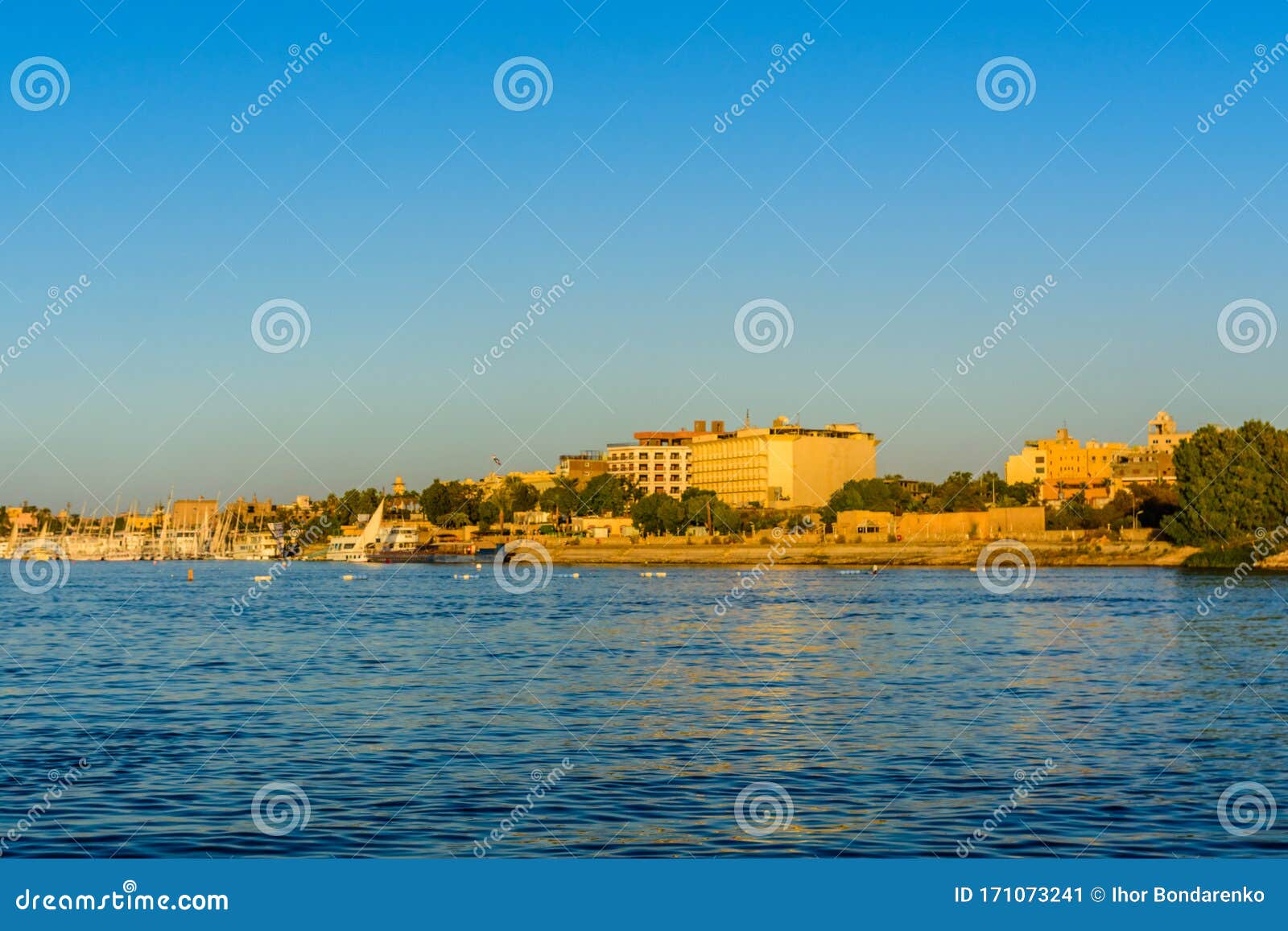 View of the Nile River in Luxor, Egypt Stock Image - Image of luxor ...