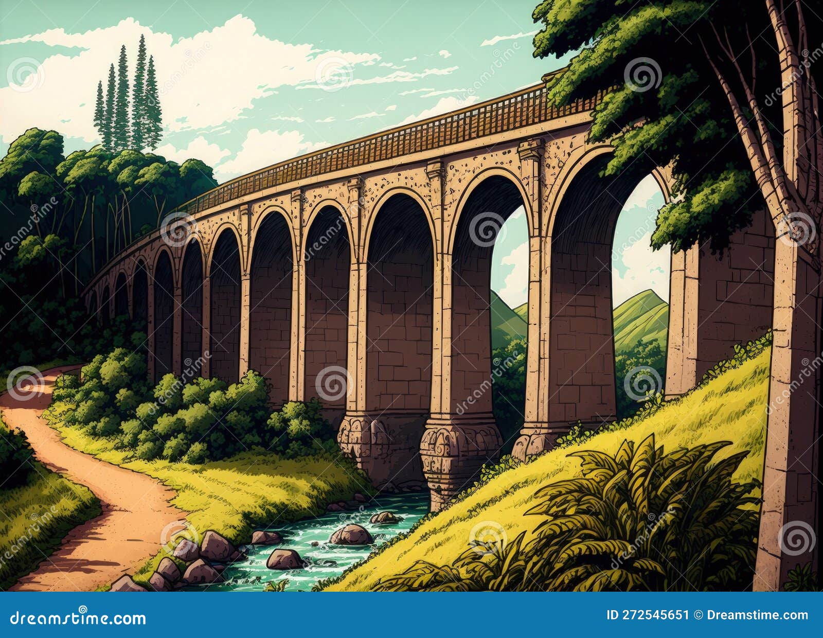 View of the Nine Arches Bridge in Sri Lanka Stock Illustration ...