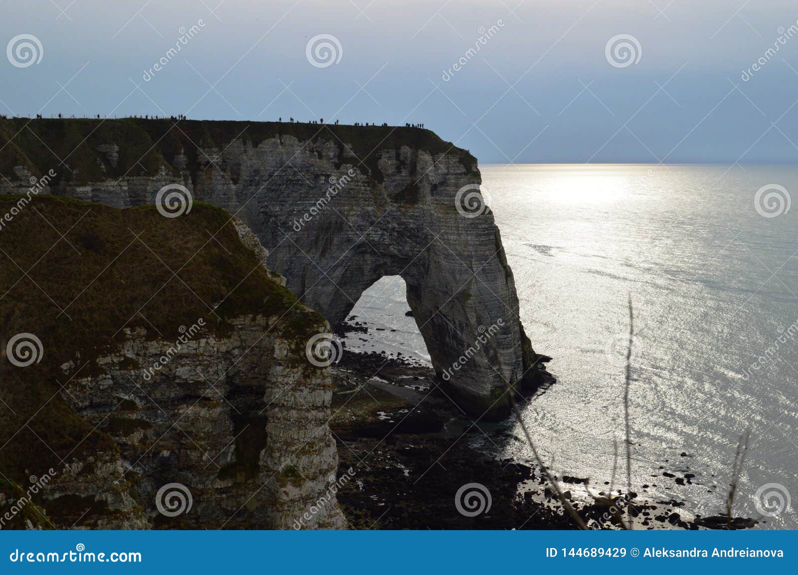 View of Normandy`s Cliffs Etretat - Sunset. Nature, Ocean, Rock and Sky ...