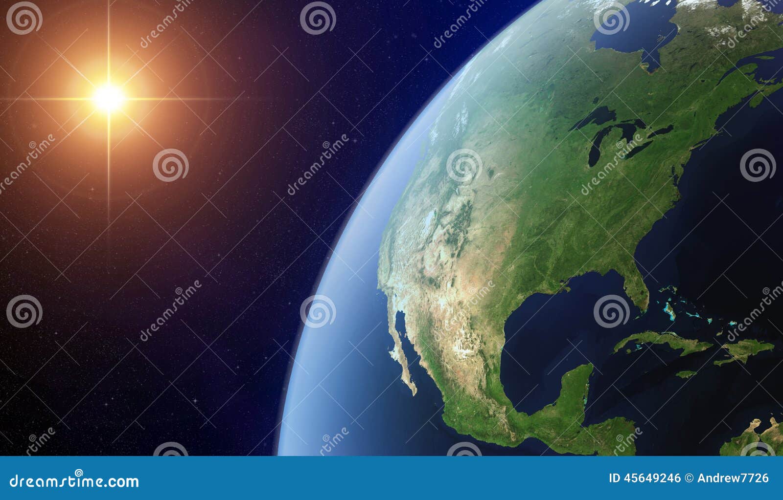 View of the North America from Space. Stock Illustration - Illustration ...