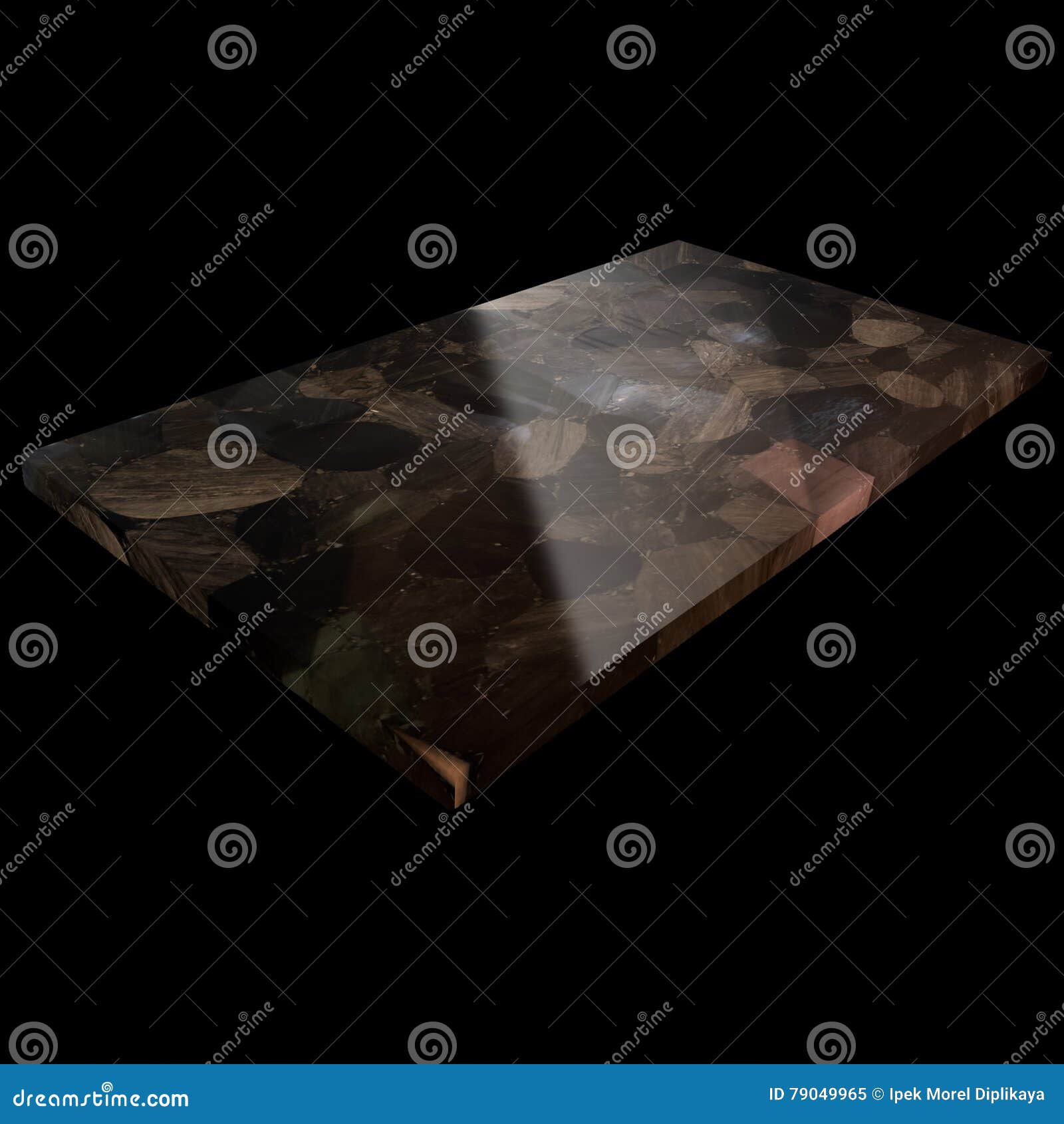 View of an Obsidian Plate on a Black Background Stock Illustration ...