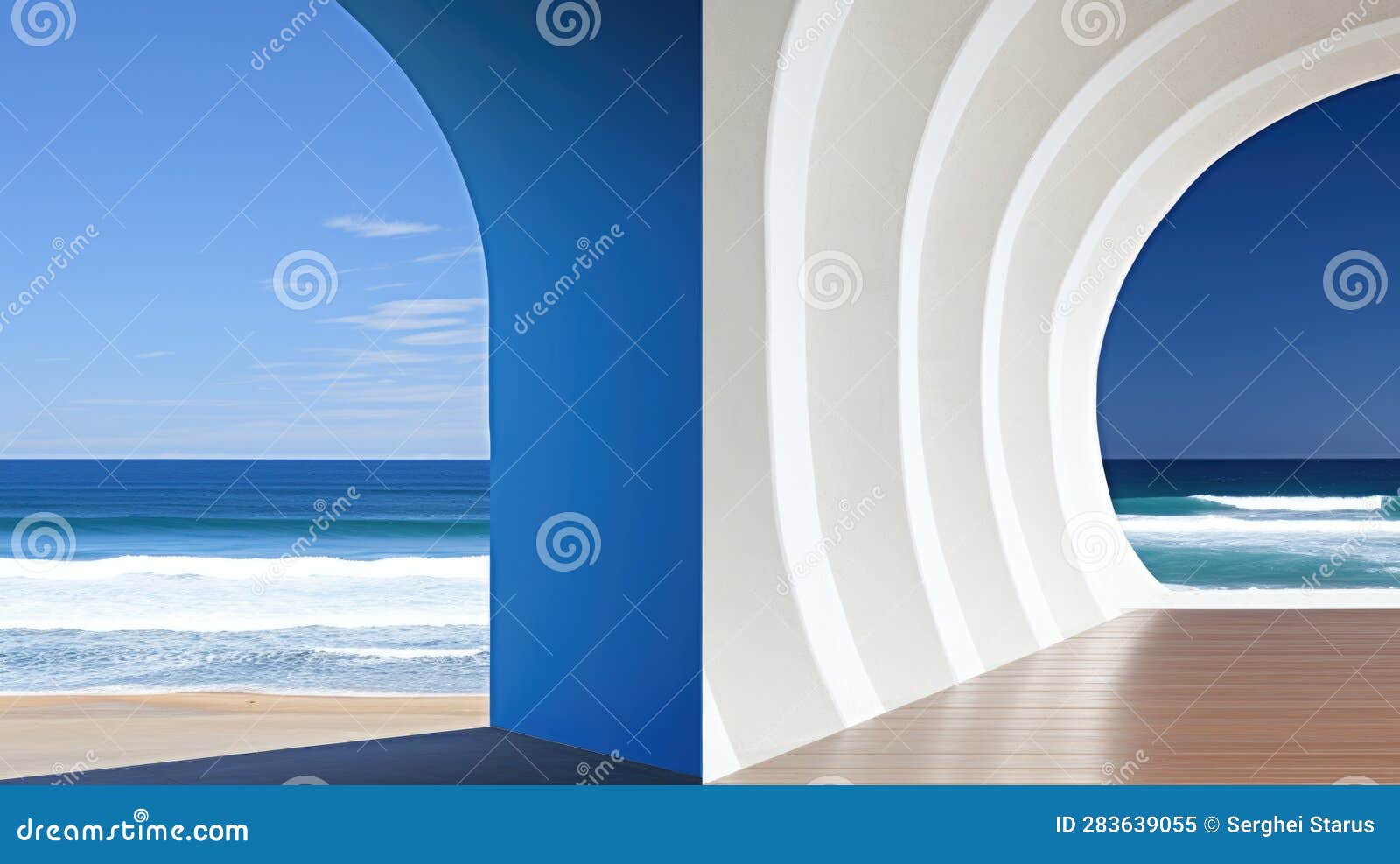 A View of the Ocean from Inside a Building. Generative AI Image. Stock ...