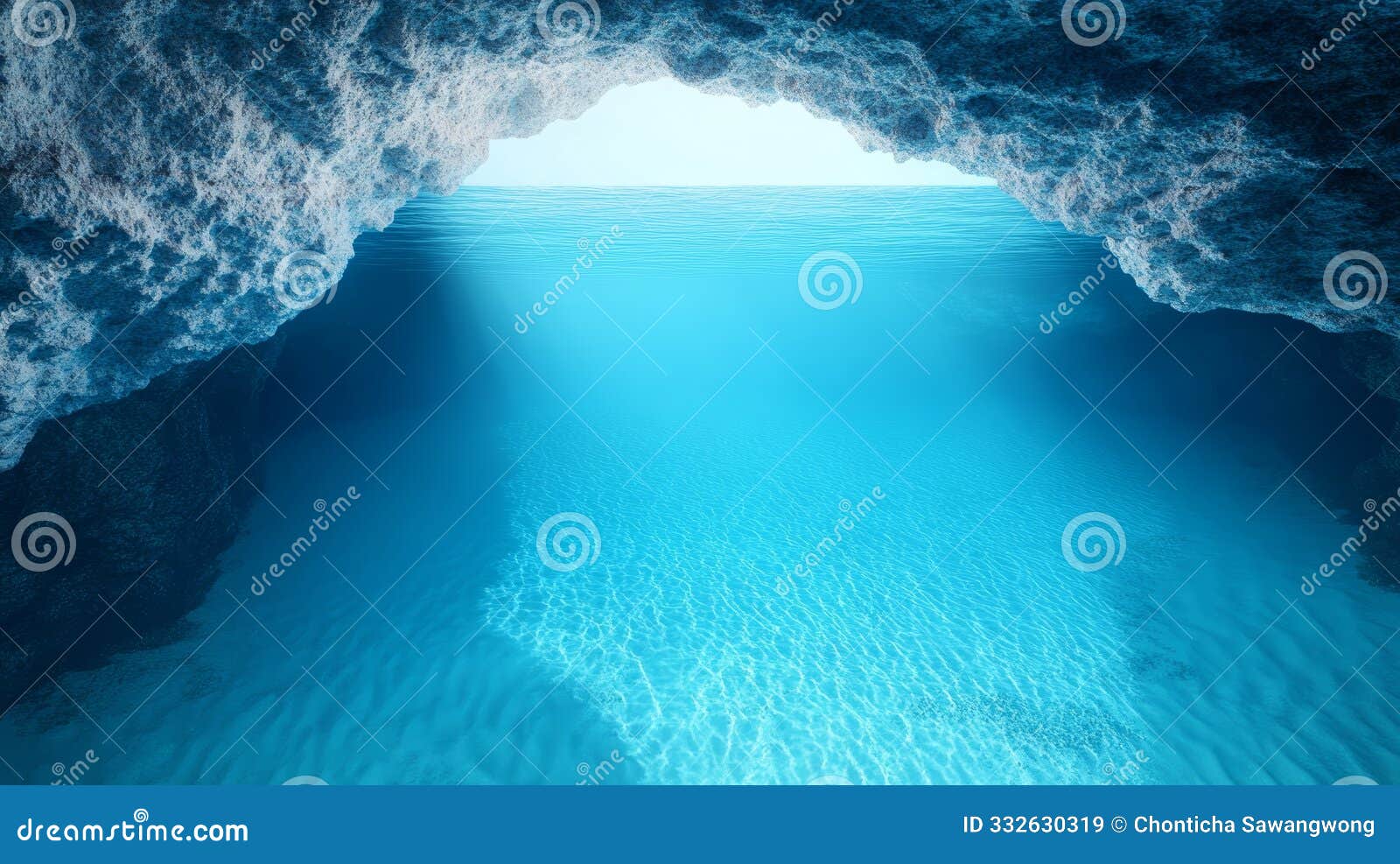 A View of the Ocean from Inside a Cave. the Light Shines through the ...