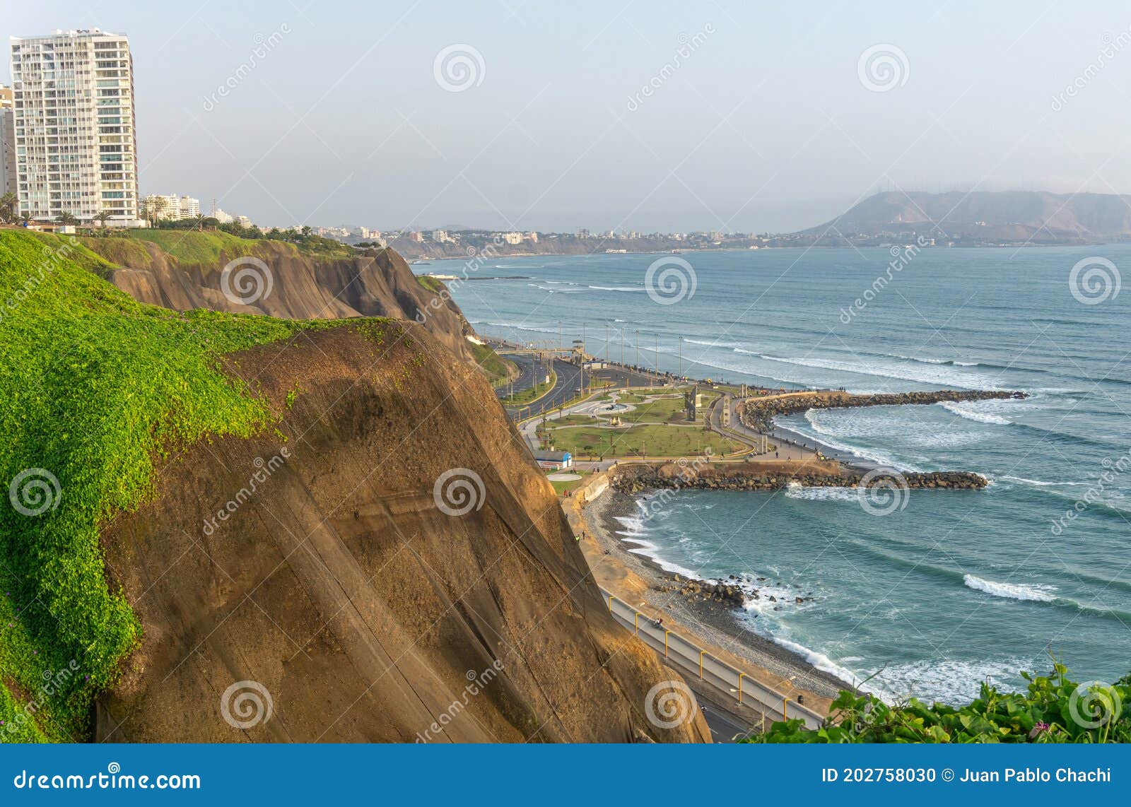 View of the Ocean from the Miraflores District Peru Stock Photo - Image ...