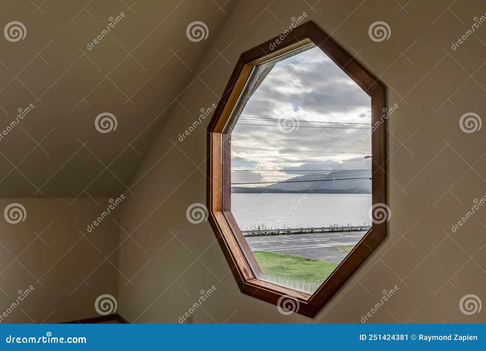 View of the Ocean through an Octagon Window Stock Image - Image of ...