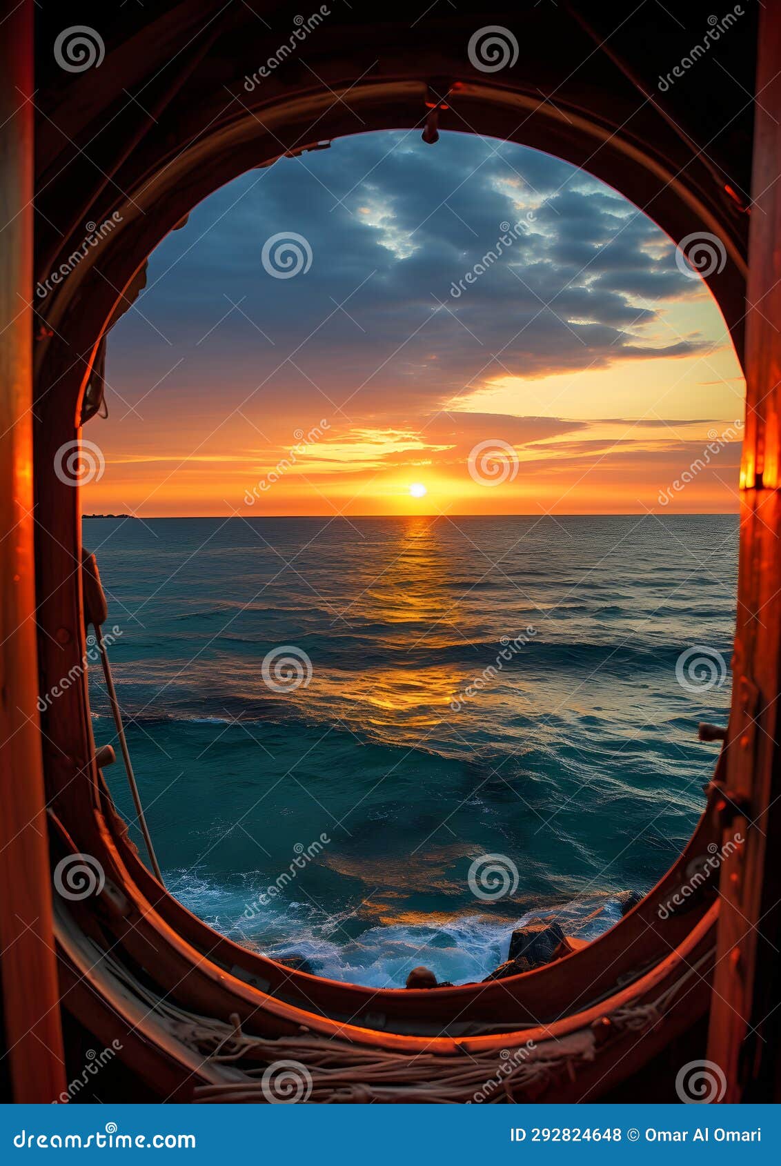 A View of the Ocean through a Porthole Window Window View from Ship ...
