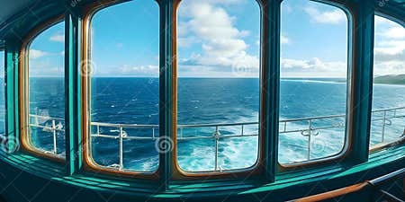 A View of the Ocean from a Ship Window.Window View from Ship Window ...
