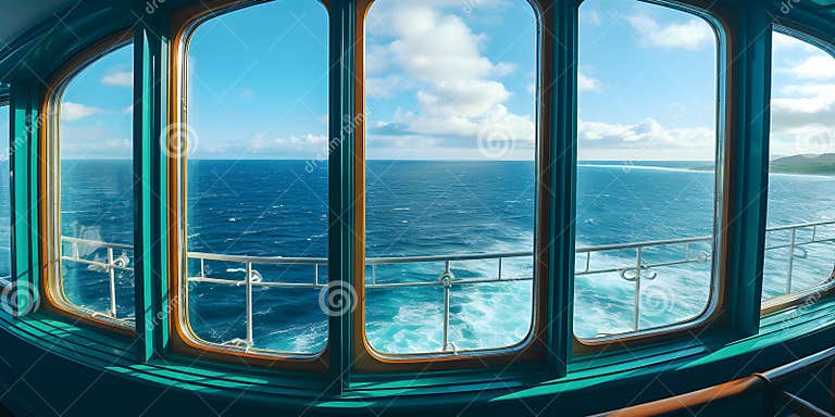 A View of the Ocean from a Ship Window.Window View from Ship Window ...