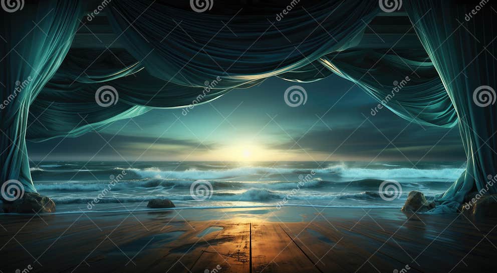 A View of the Ocean from a Stage. Stock Image - Image of nature, beauty ...