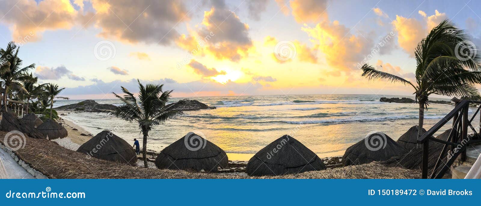 View of the Ocean from Tulum Stock Photo - Image of tourist, ruins ...