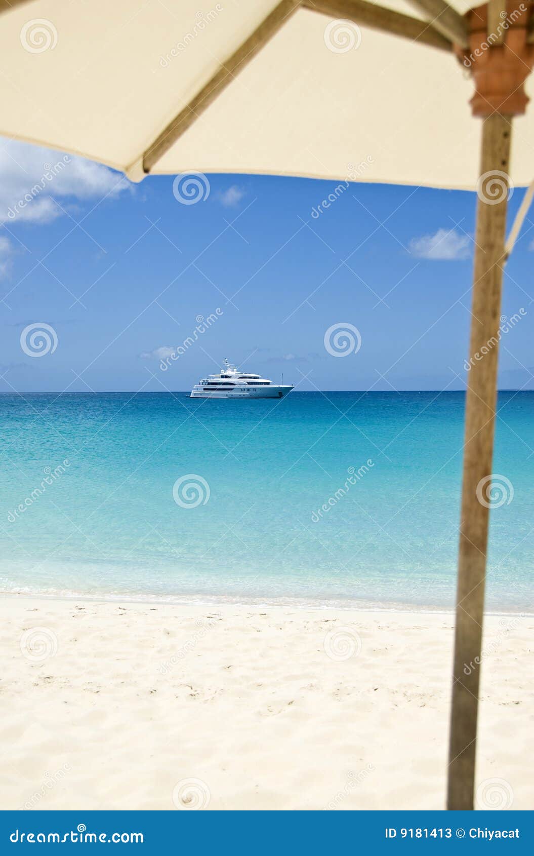 View of the Ocean from Under a Beach Umbrfella Stock Image - Image of ...