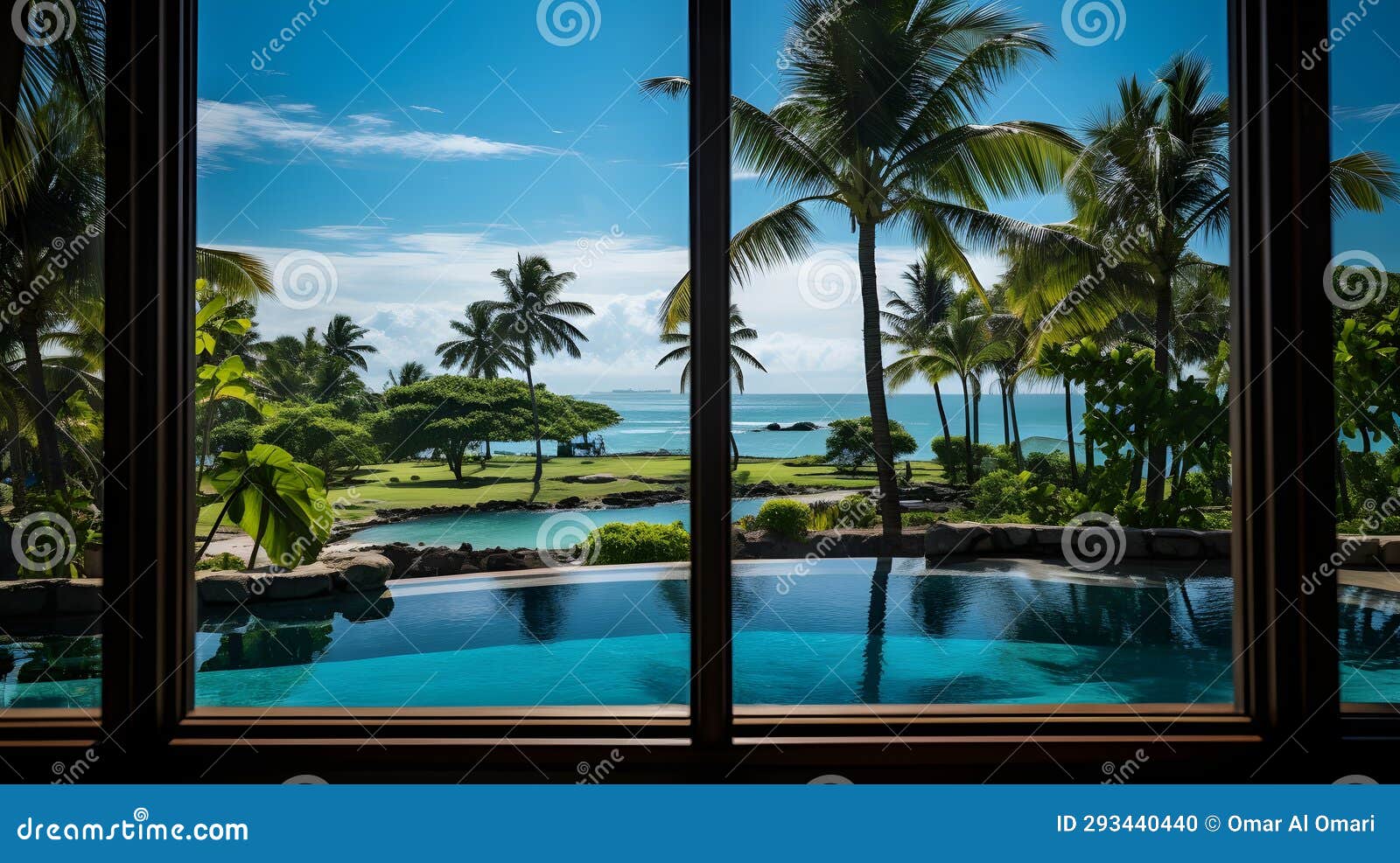 A View of the Ocean through a Window.Window View from Resort Window ...