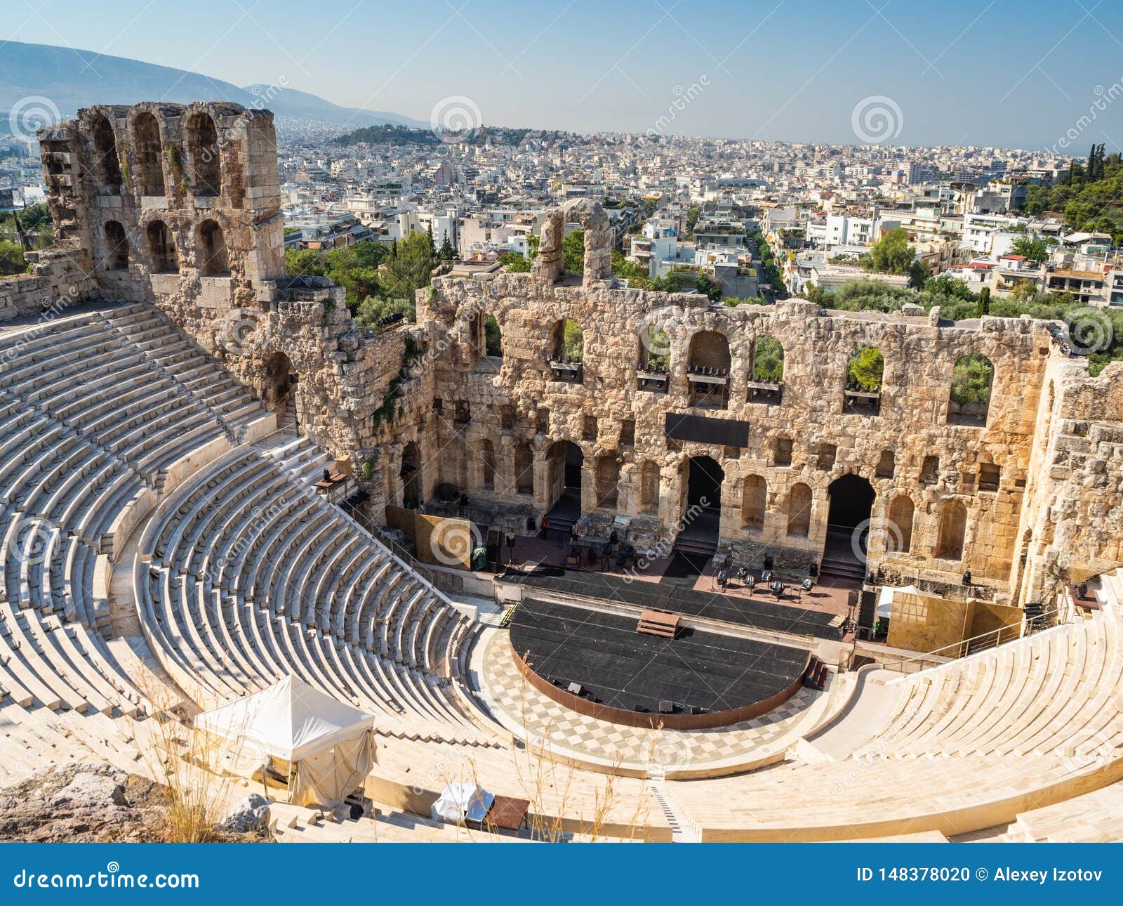 View of the Odeon of Gerod from the Height of the Acropolis of Athens ...