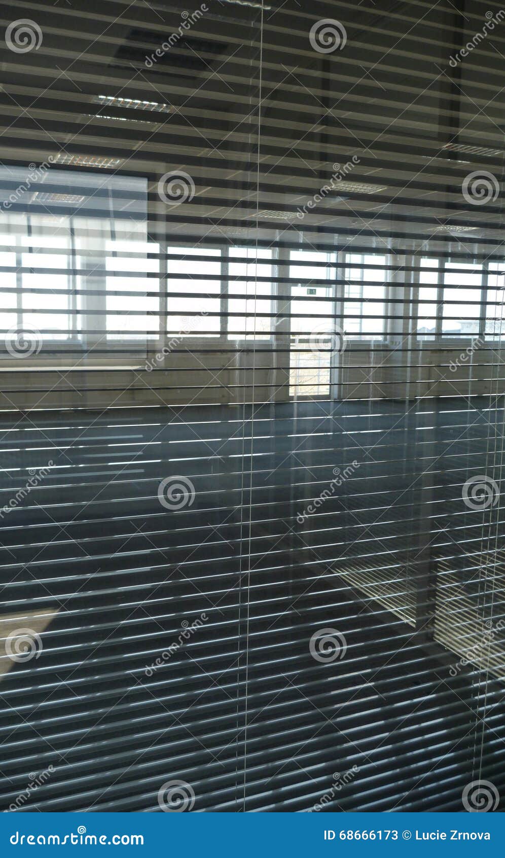 View through Office Blinders in an Empty Building Stock Image - Image ...