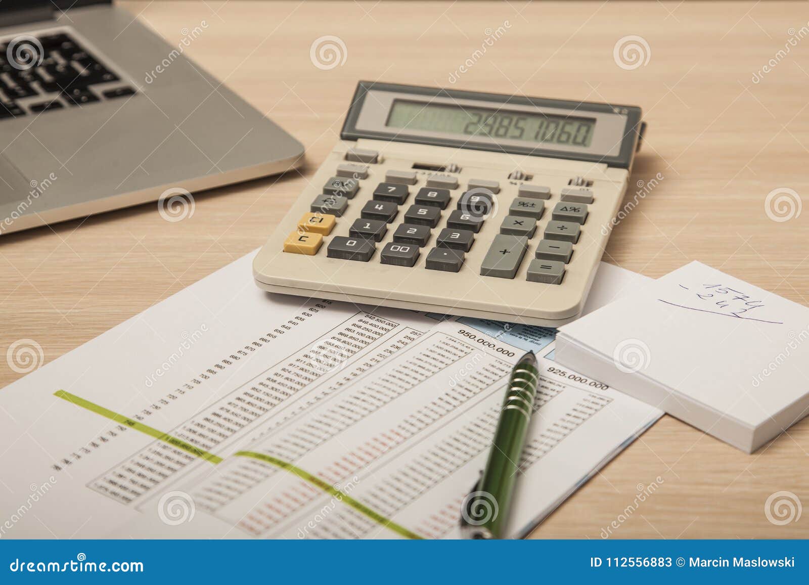 View of the Office Desk, Calculations and Notes, Close Up Stock Image ...