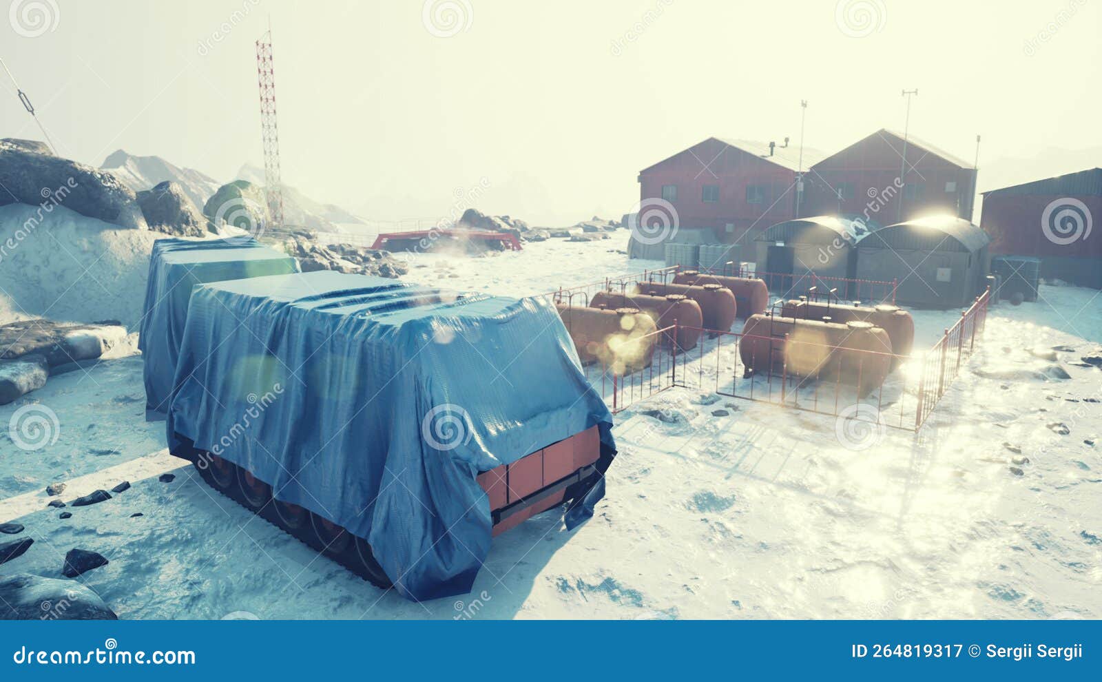 View of Old Antarctic Base at South Pole Station in Antarctica Stock ...