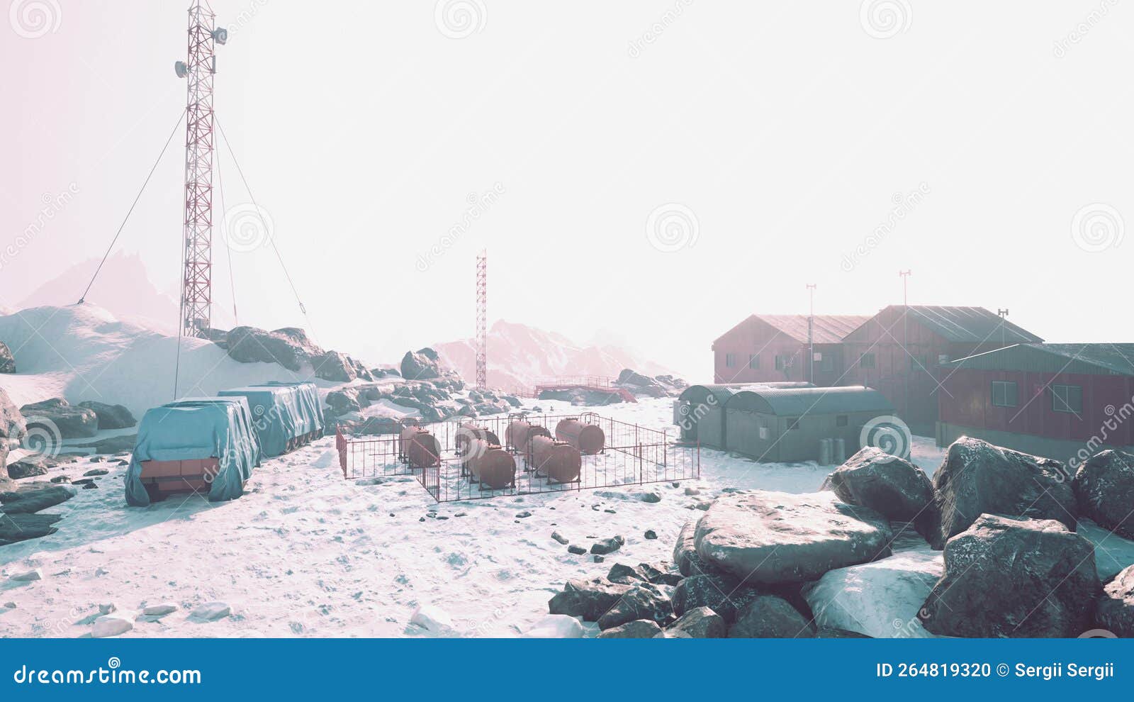 View of Old Antarctic Base at South Pole Station in Antarctica Stock ...