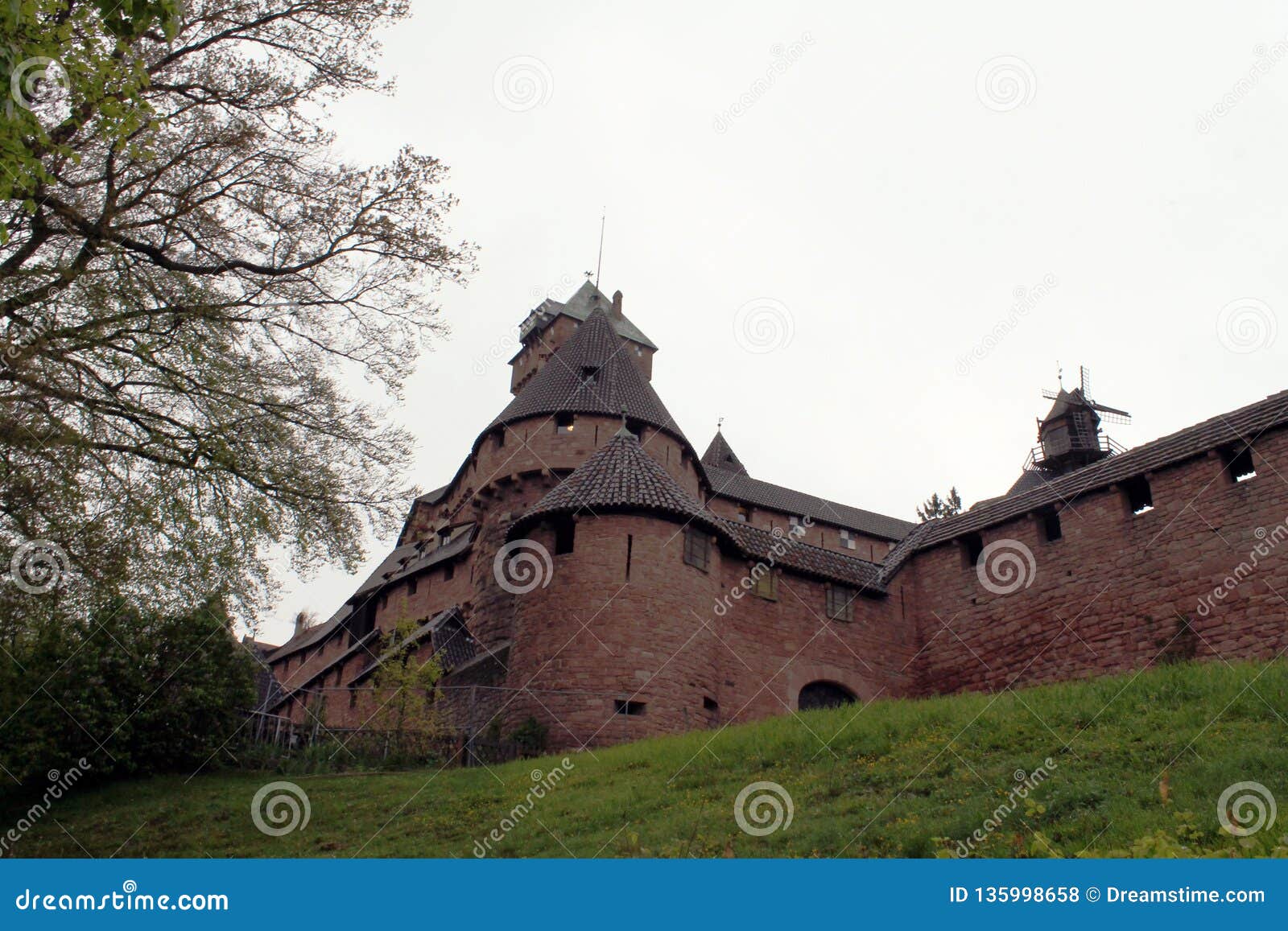 View of the Old Castle in Alsace Stock Photo - Image of flowerbed ...
