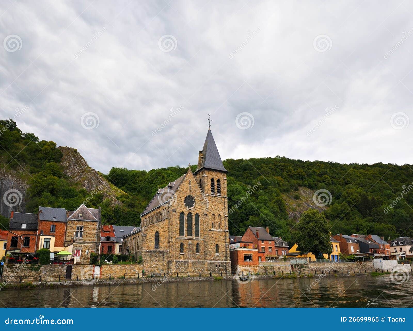 View of Old Church in Dinant Stock Image - Image of river, rainy: 26699965