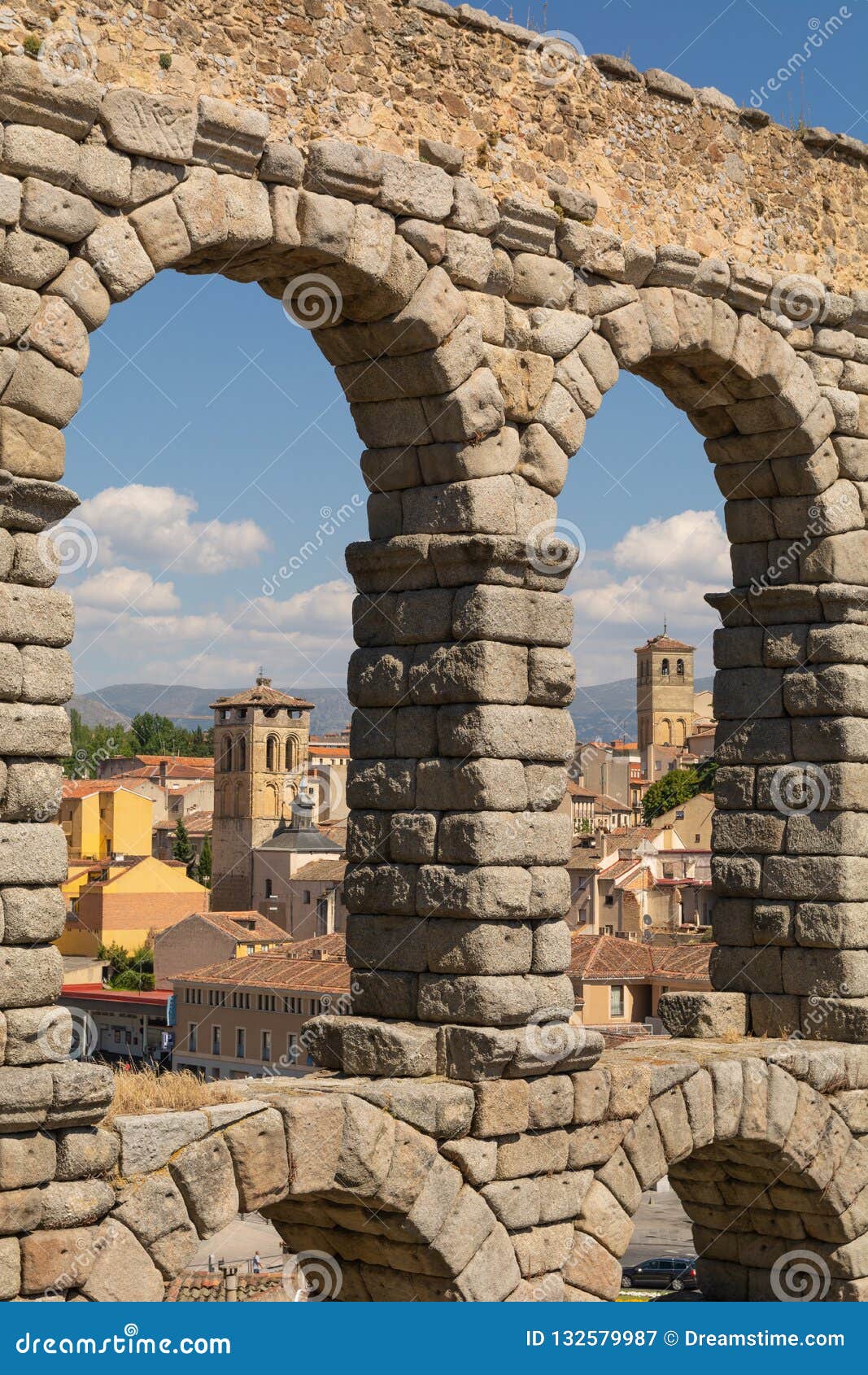 Segovia Inside the Aqueduct of Segovia with a Natural Frame Stock Image ...
