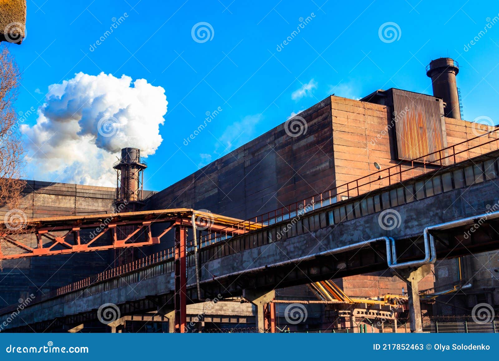 View of Old Factory with Pipe with Smoke. Air Pollution, Environmental ...