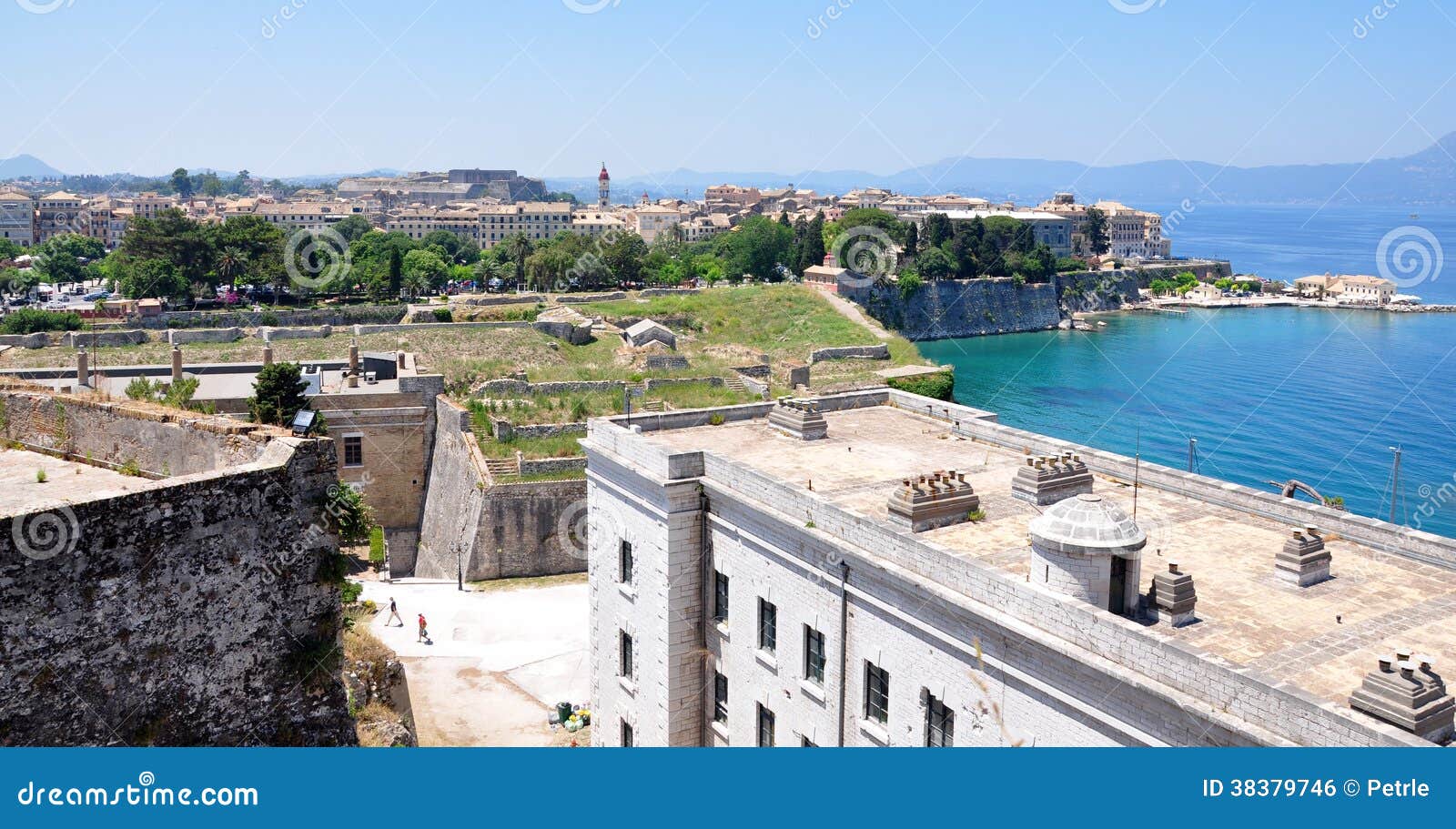 View of the Old Fort and the Town of Corfu, Greece, Europe Stock Photo ...