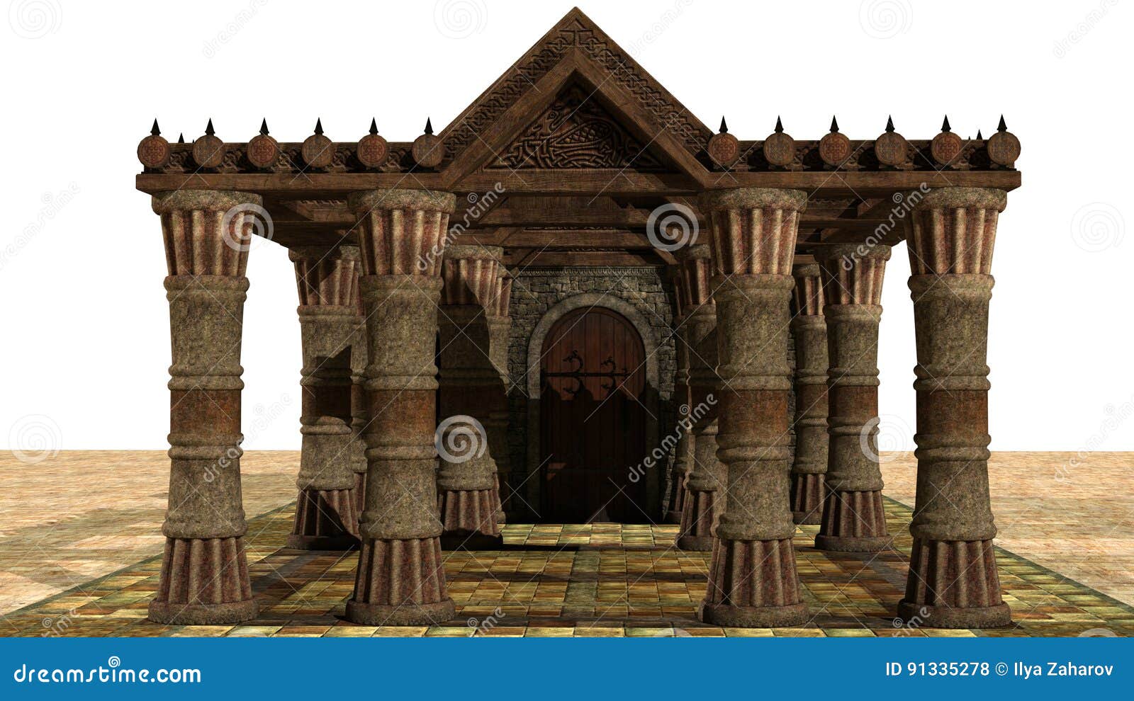 A View of an Old Medieval Stone Building Stock Illustration ...